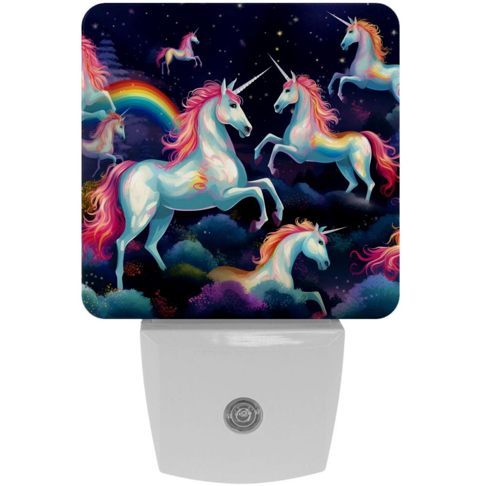Rainbow Unicorns LED Square Night Light for Bedroom and Bathroom ...