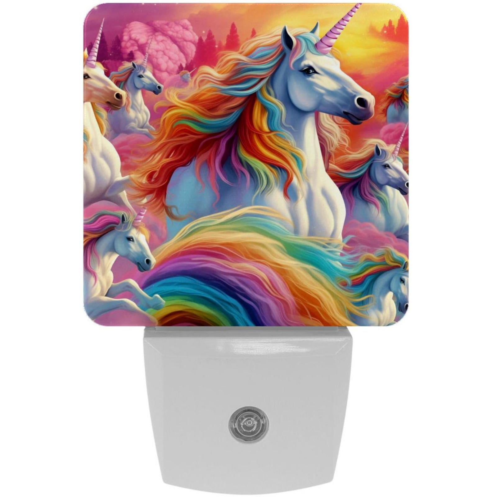 Rainbow Unicorns LED Square Night Lights - Energy Efficient and Sleek ...