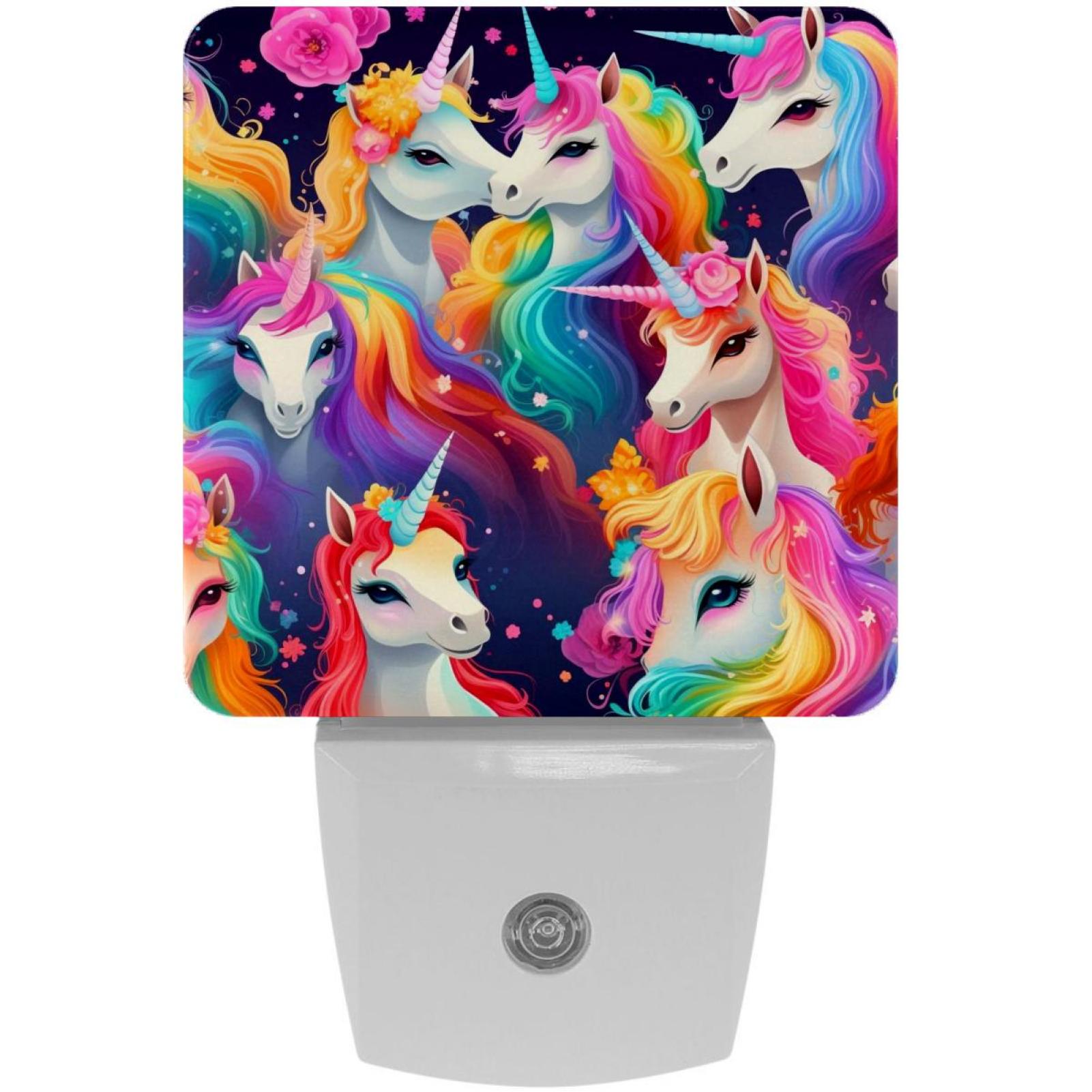 Rainbow Unicorns LED Square Night Lights: Energy-Efficient and Stylish ...