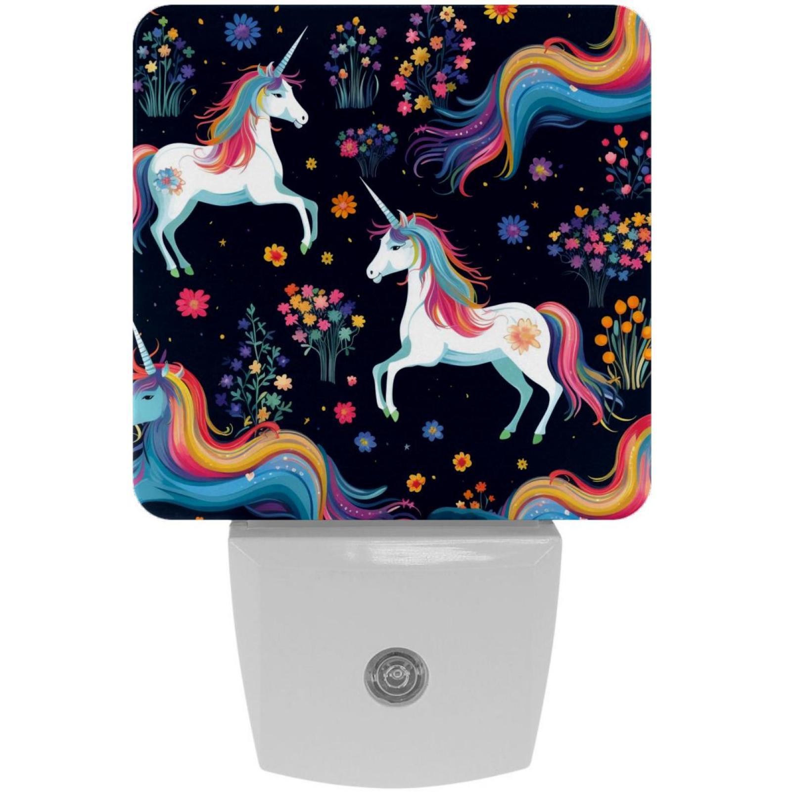 Rainbow Unicorns LED Square Night Lights - Modern Design, Soft Glow ...