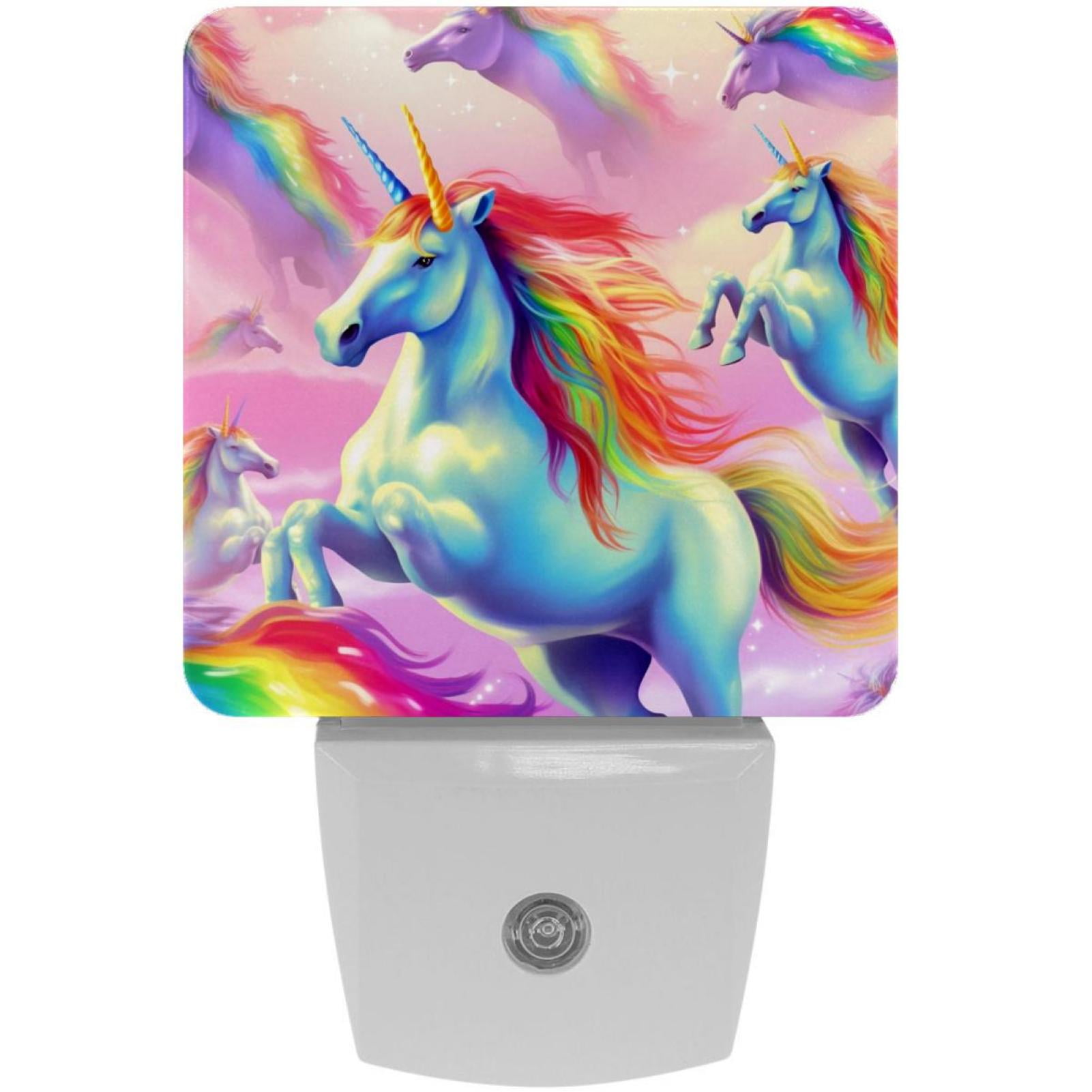 Rainbow Unicorns LED Square Night Lights - Modern and Versatile Plug-in ...