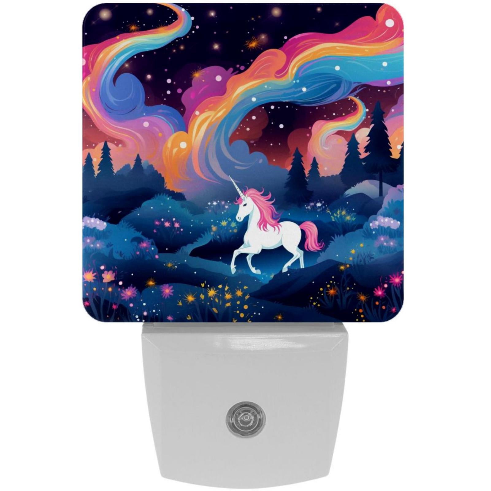 Rainbow Unicorns LED Square Night Lights - Modern and Versatile Plug-in ...