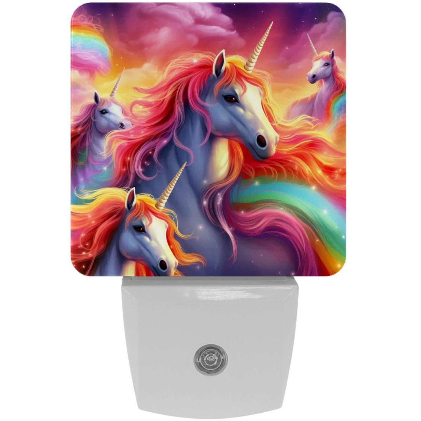 Rainbow Unicorns LED Square Night Lights - Stylish and Energy-Efficient ...