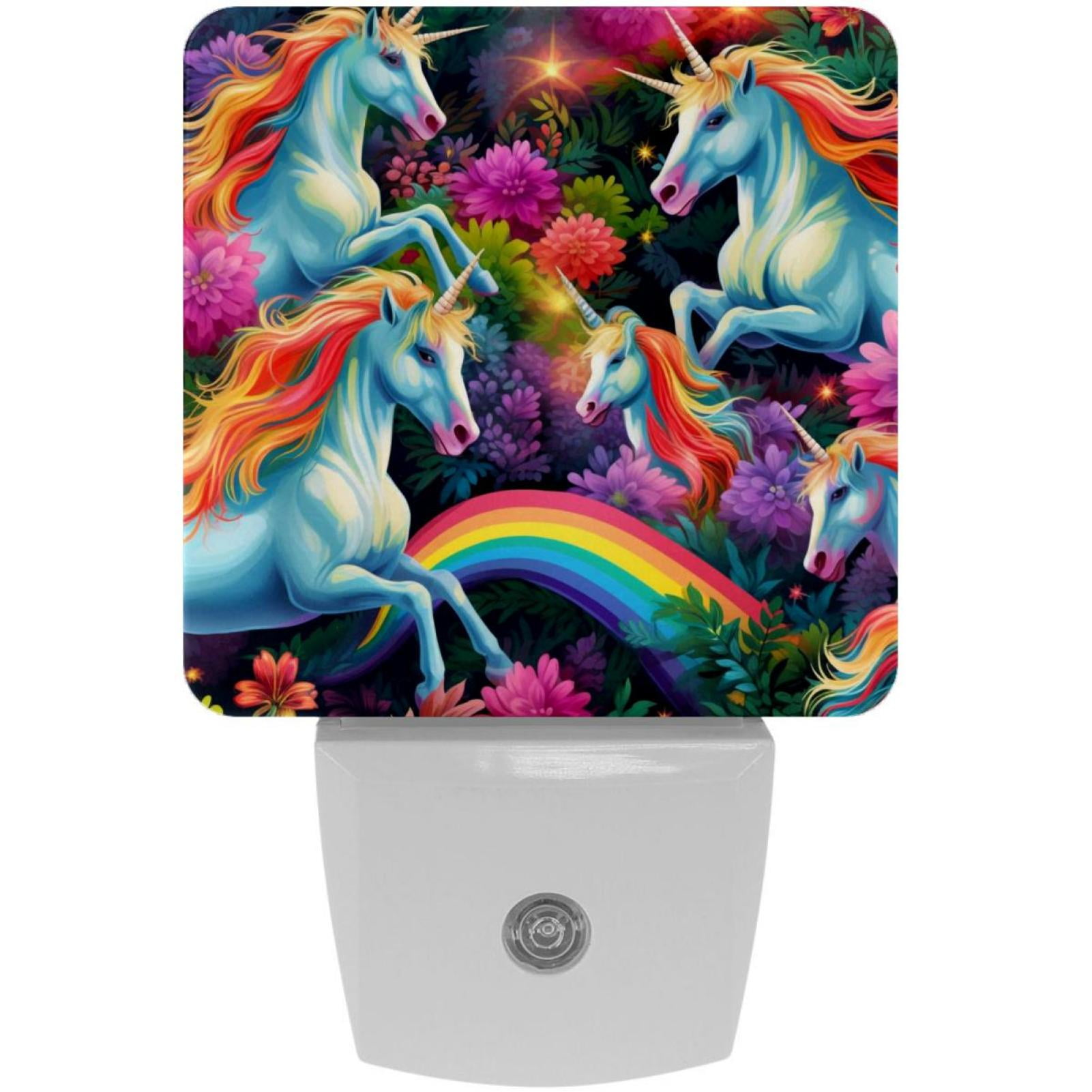 Rainbow Unicorns LED Square Night Lights - Stylish and Energy-Efficient ...
