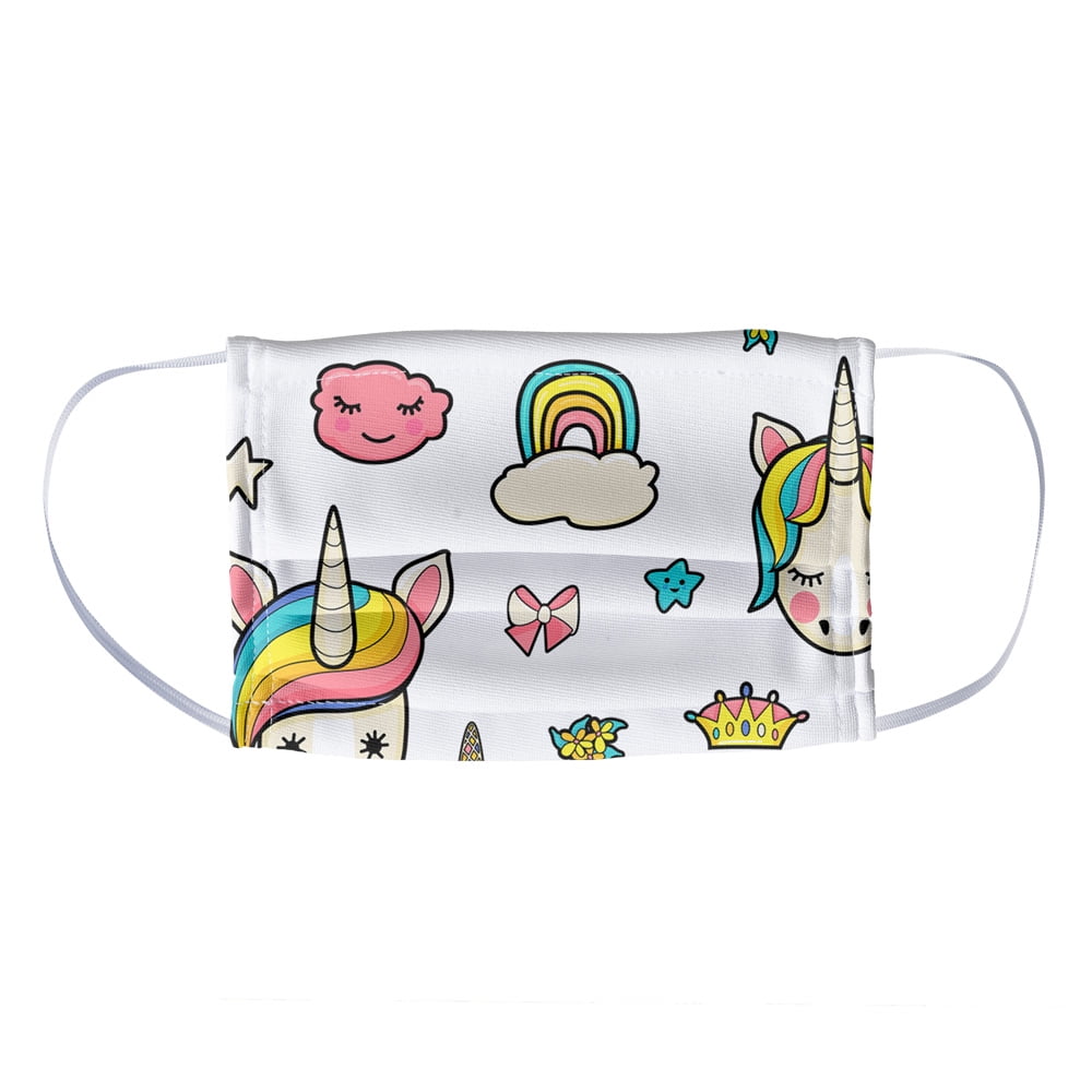 Rainbow Unicorns Pattern 1-Ply Reusable Face Mask Covering, Kids ...