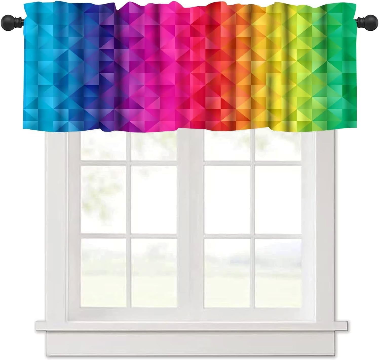 Rainbow Valance Curtains for Small Kitchen Windows Rod Pocket Window ...
