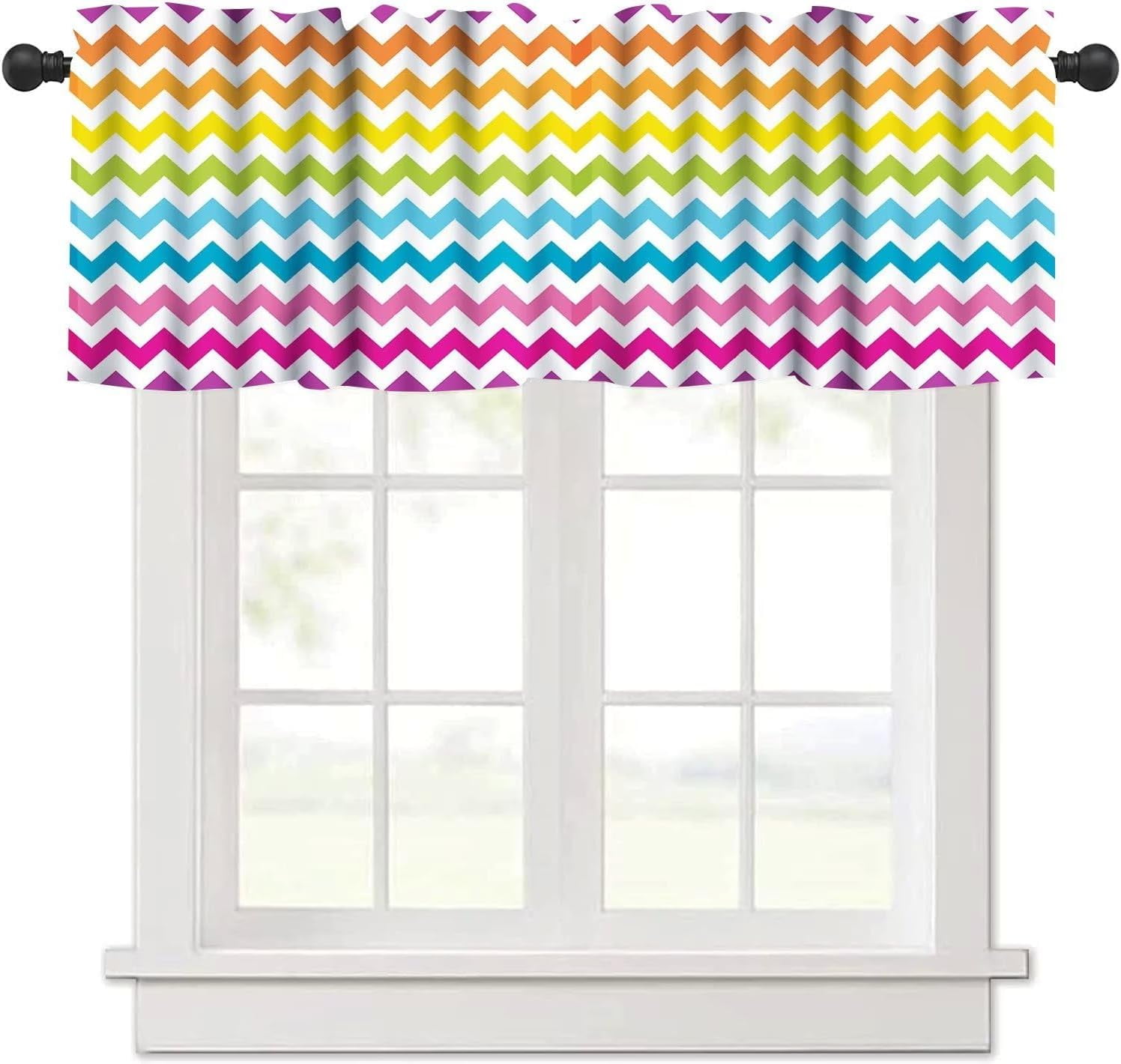 Rainbow Valance Curtains for Small Kitchen Windows Rod Pocket Window ...