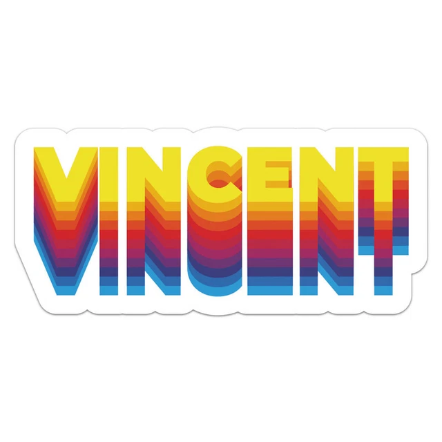 Rainbow Vincent Name Sticker Phone Decal Water Bottle Stickers Car ...