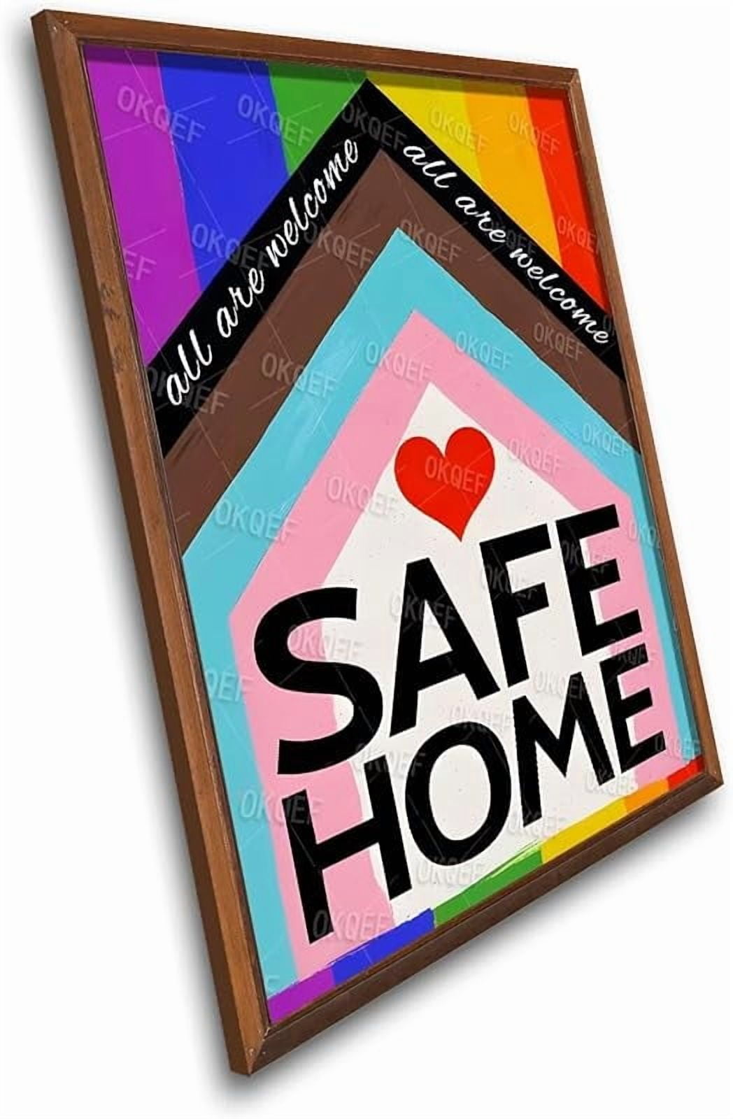 Rainbow Wall Art Transgender Flag Wooden Decoration LGBT Safe Home All ...