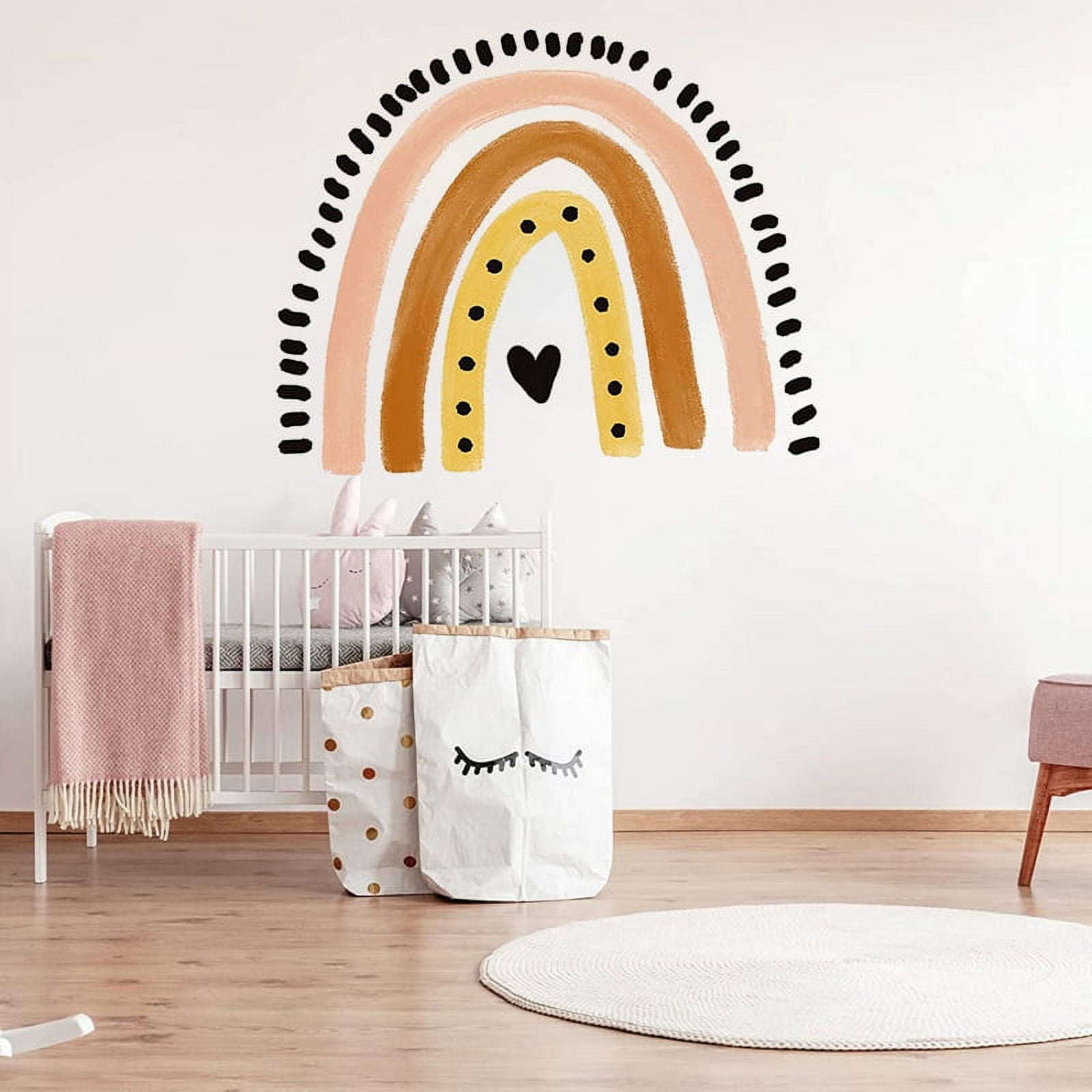 Rainbow Wall Decals Boho Rainbow Stars Hearts Moon Clouds Wall Sticker ...