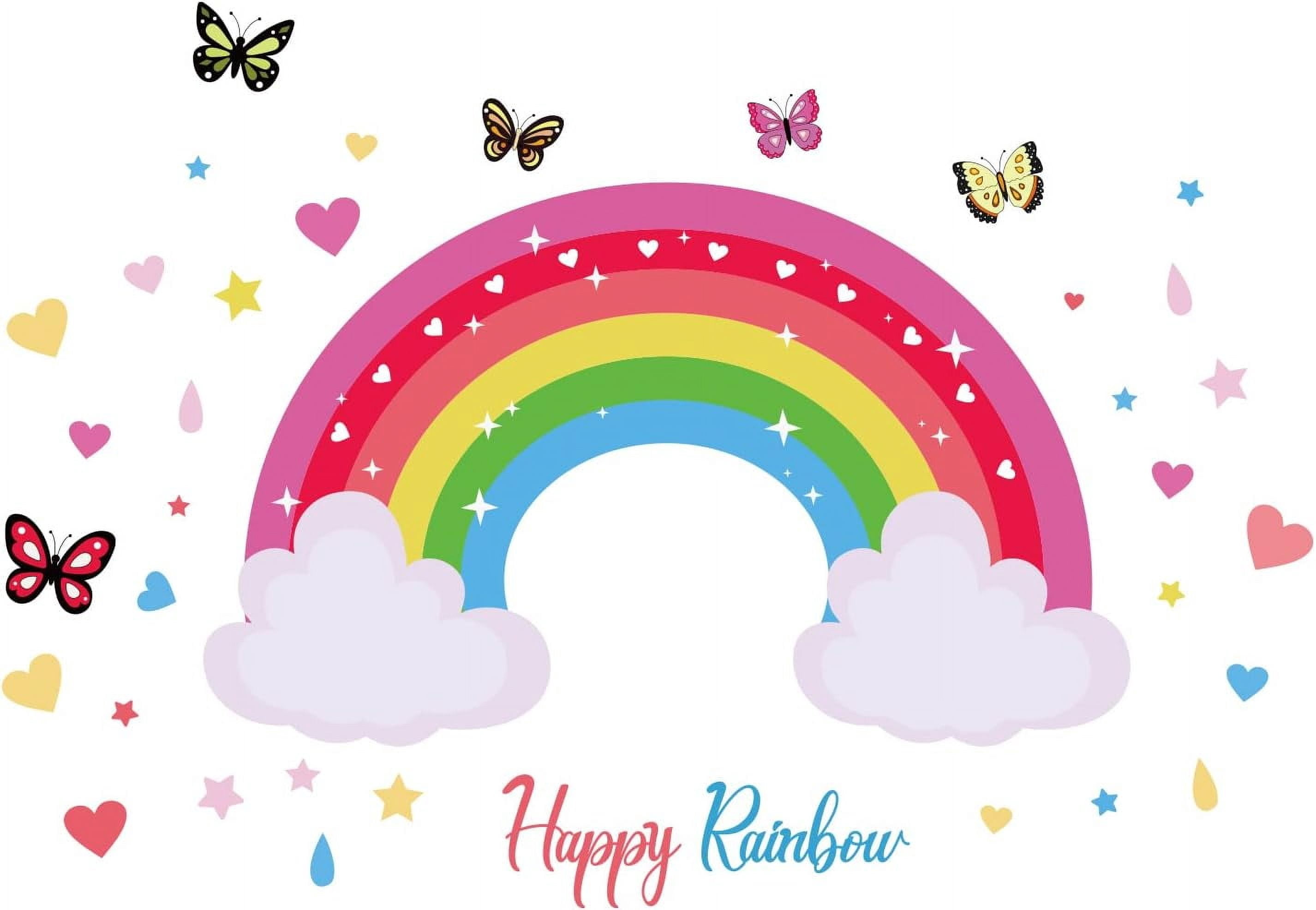 Rainbow Wall Decals Clouds Wall Stickers Colorful Butterfly Art ...