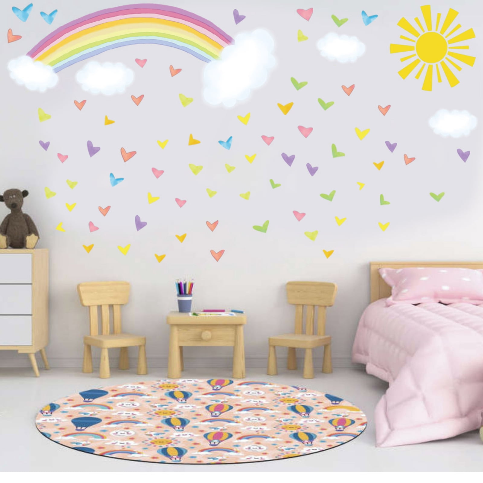 Rainbow Wall Decals Peel and Stick Kids Wall Decor for Nursery Bedroom ...