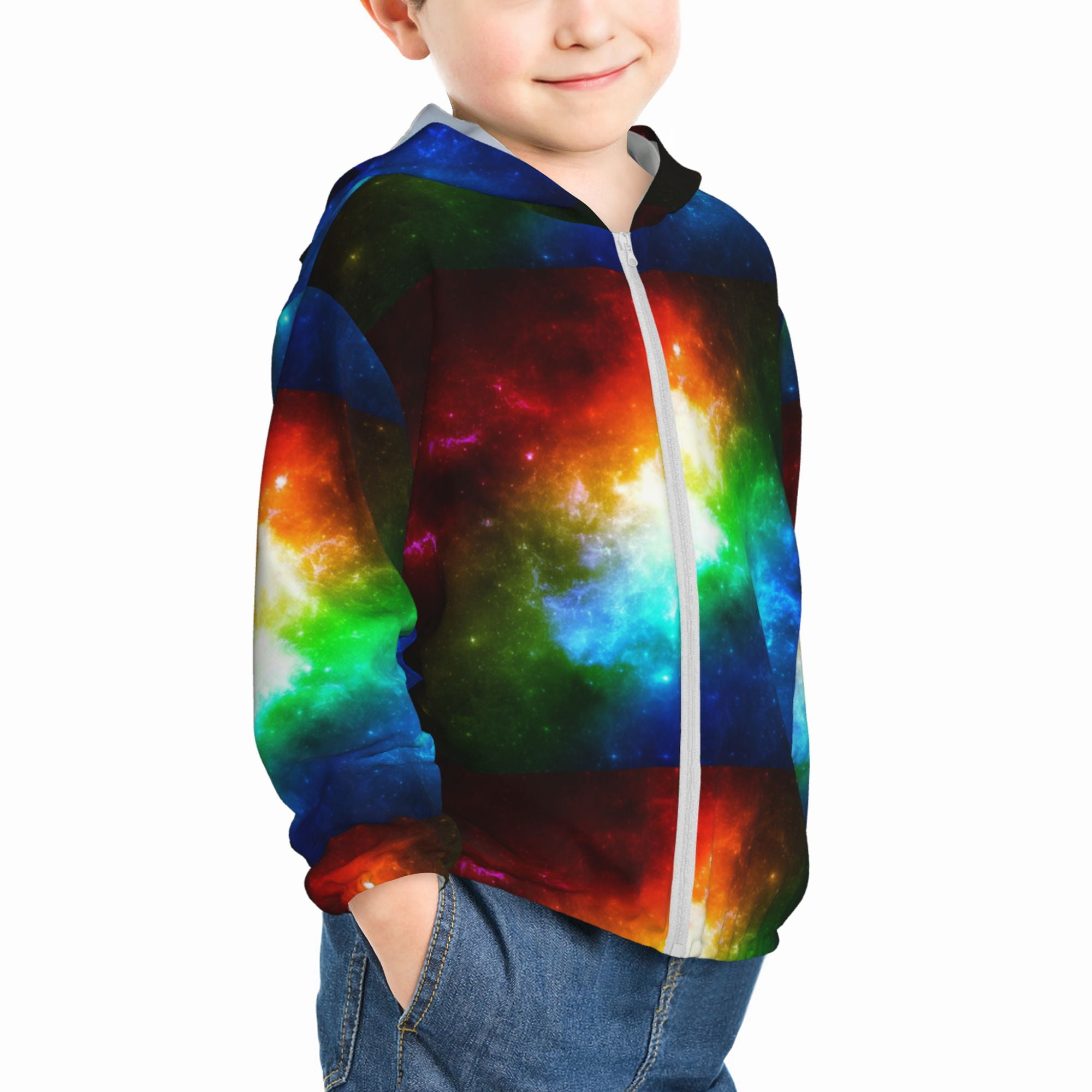 Rainbow-Wallpaper---Hd-Wallpapers Kids Zip-Up Hoodie Girls Boys Sun Protection Jacket Hooded ...