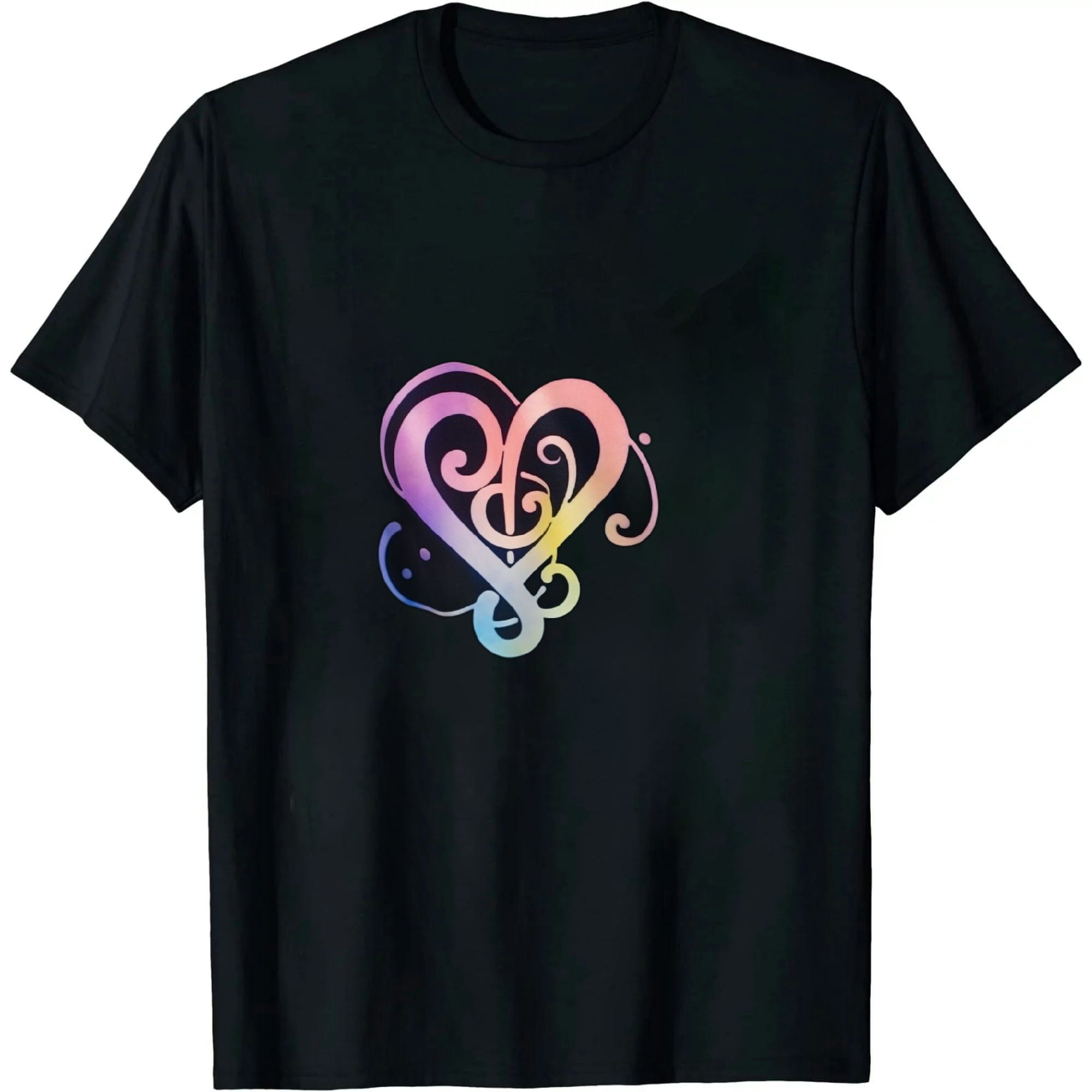 Rainbow Watercolor Bass Clef Musical Note Hoodie T-Shirt - Walmart.com
