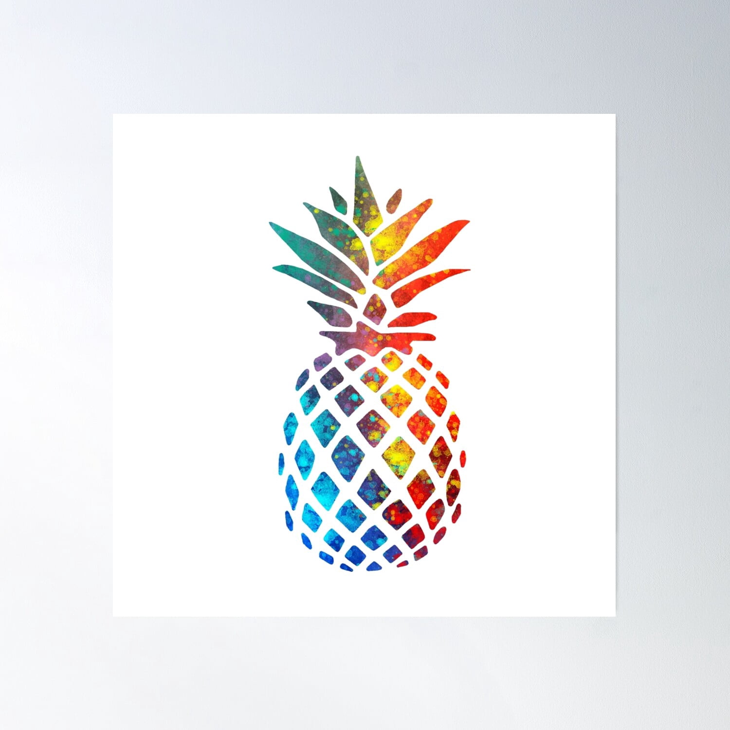 Rainbow Watercolor Pineapple Poster Wall Art, Modern Wall Decor, 30x30 ...