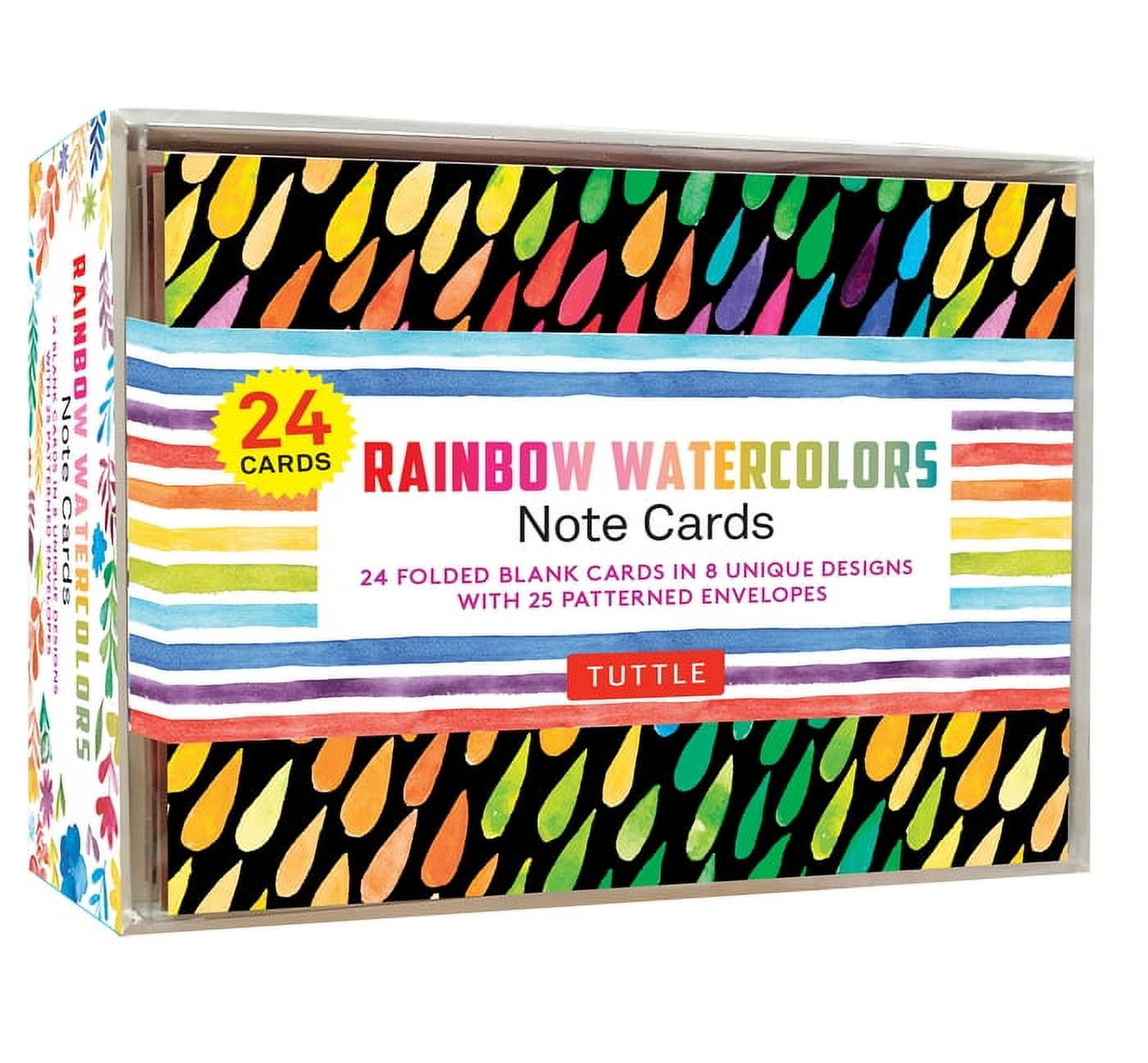 Rainbow Watercolors Note Cards, 24 Blank Cards: 8 Unique Designs with ...