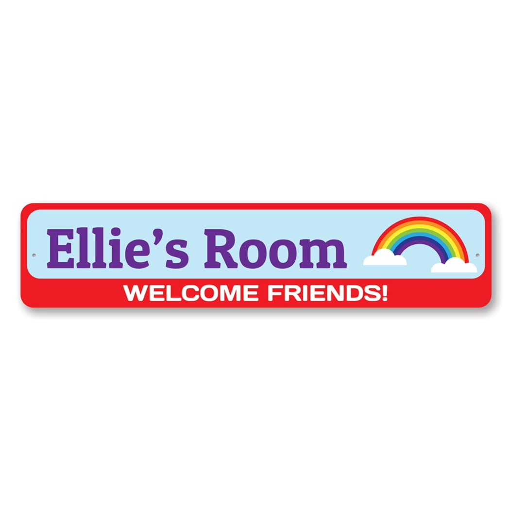 Rainbow Welcome Friends Sign, Kid Name Bedroom Sign, Custom Child Room ...