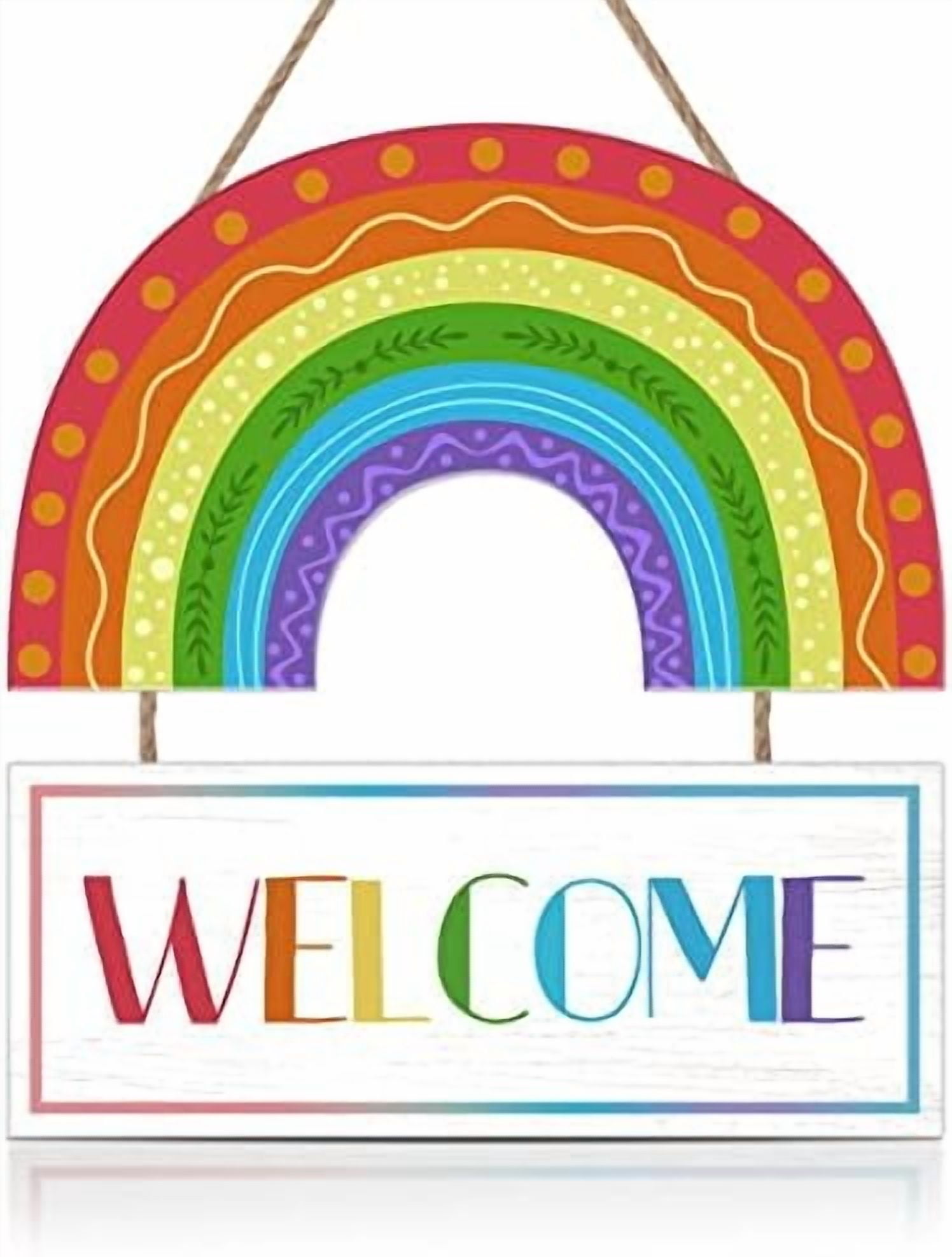 Rainbow Welcome Wooden Hanging Door Sign,Boho Rainbow Wall Decor,LGBT ...