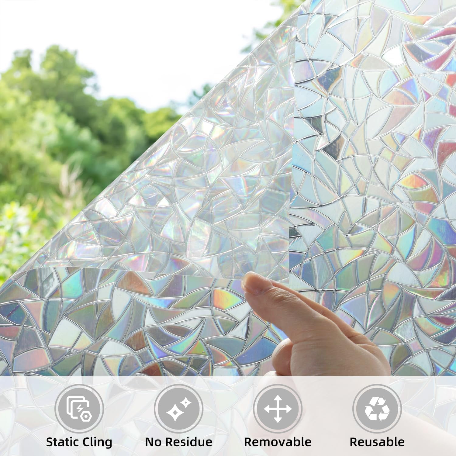 Rainbow Window Privacy Film, 3D Decals Stained Glass Window Tint For ...