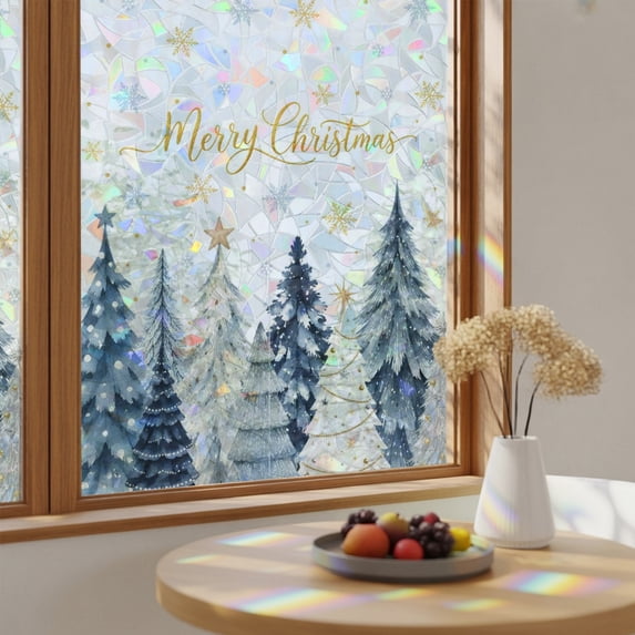 Rainbow Window Privacy Film Merry Christmas Stain Glass Window Film for ...