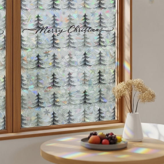 Rainbow Window Privacy Film Merry Christmas Stain Glass Window Film for ...