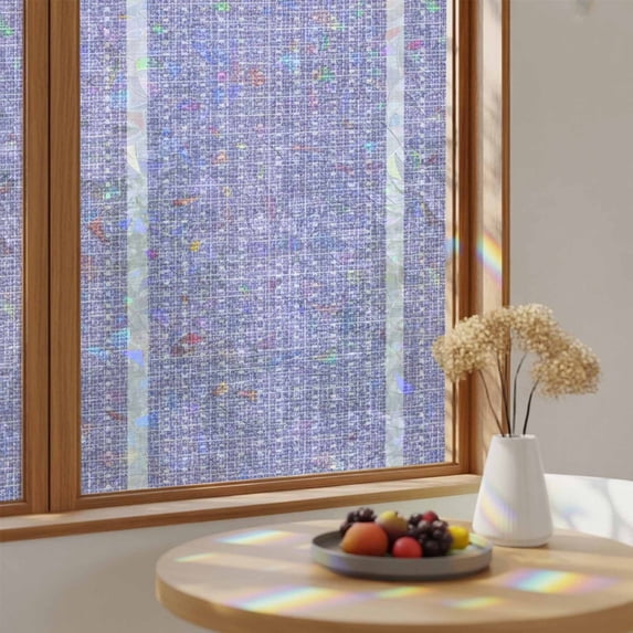 Rainbow Window Privacy Film Purple Striped Stain Glass Window Film for ...
