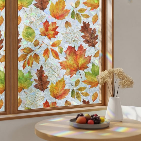 Rainbow Window Privacy Film Thanksgiving Fall Stain Glass Window Film ...