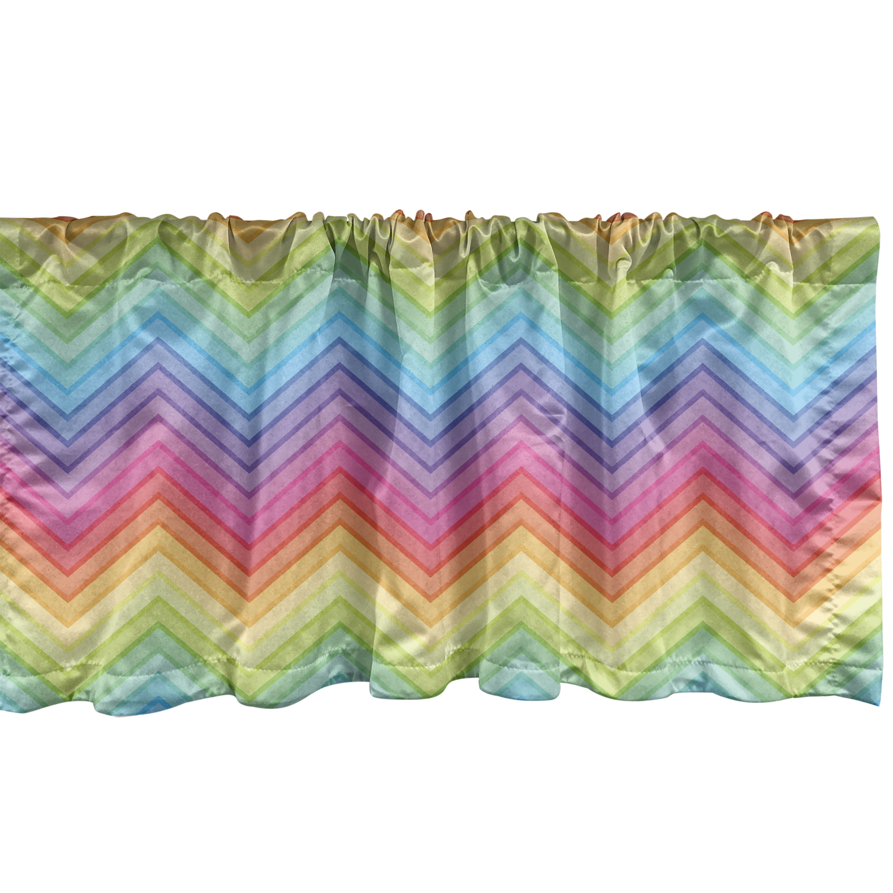 Rainbow Window Valance, Colorful Zig Zag Chevron Pattern Geometric ...