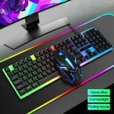 Rainbow LED Glowing Wired Gaming Keyboard & Mouse Combo, Side Buttons ...