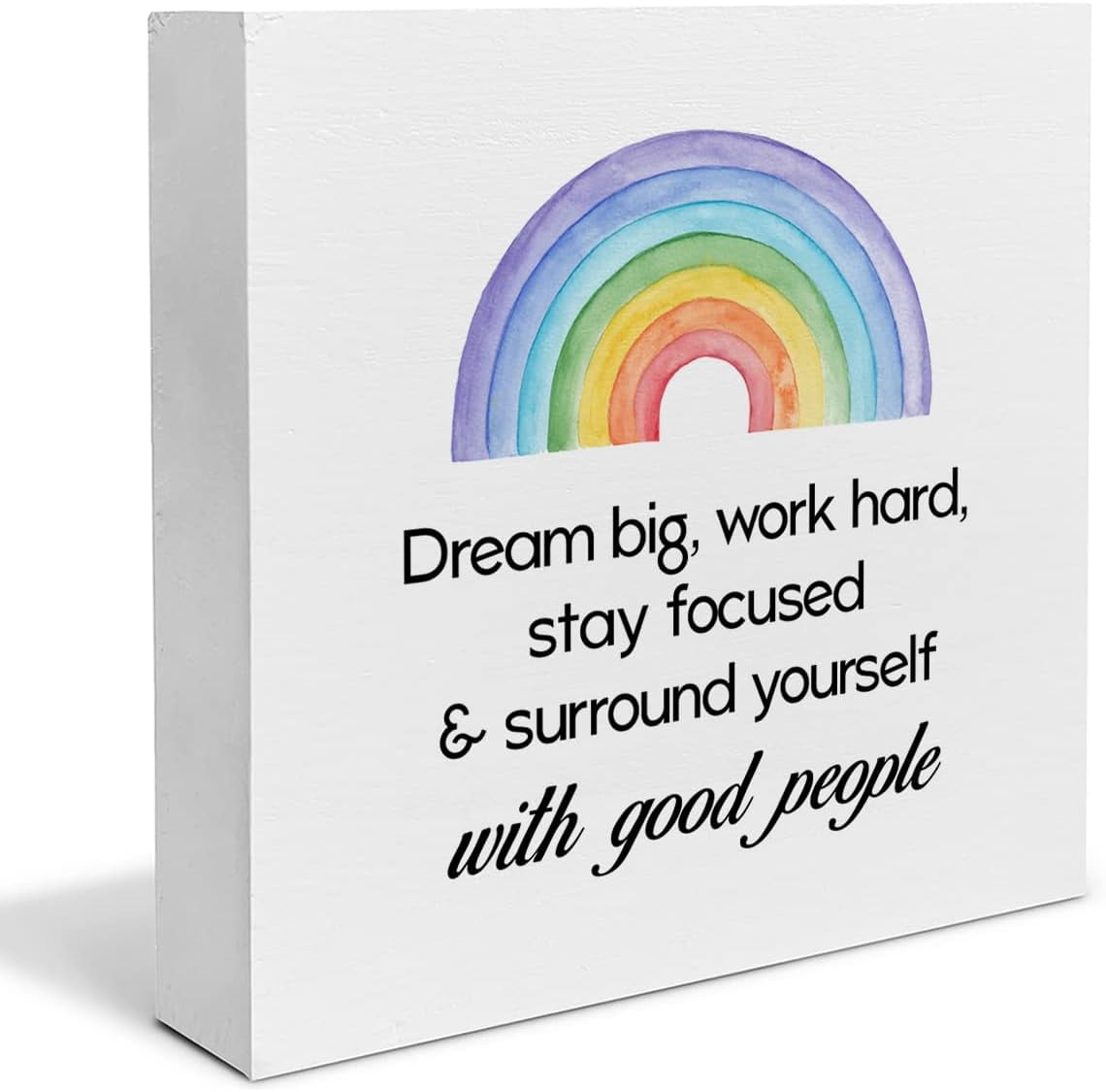 Rainbow Wood Box Sign Desk Decor Dream Big Work Hard Stay Focused and ...