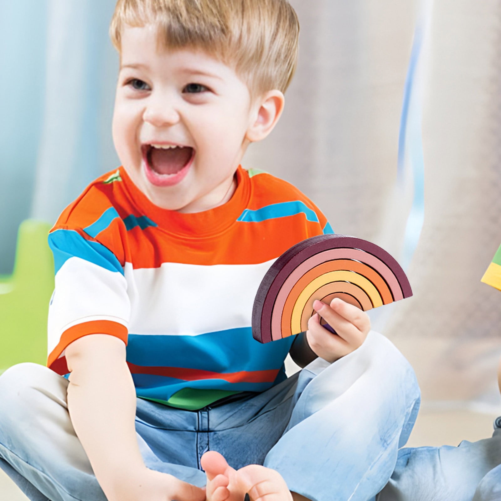 Rainbow Wooden Rabbit Fine Stacking Tower Baby Plug In Game Wooden ...