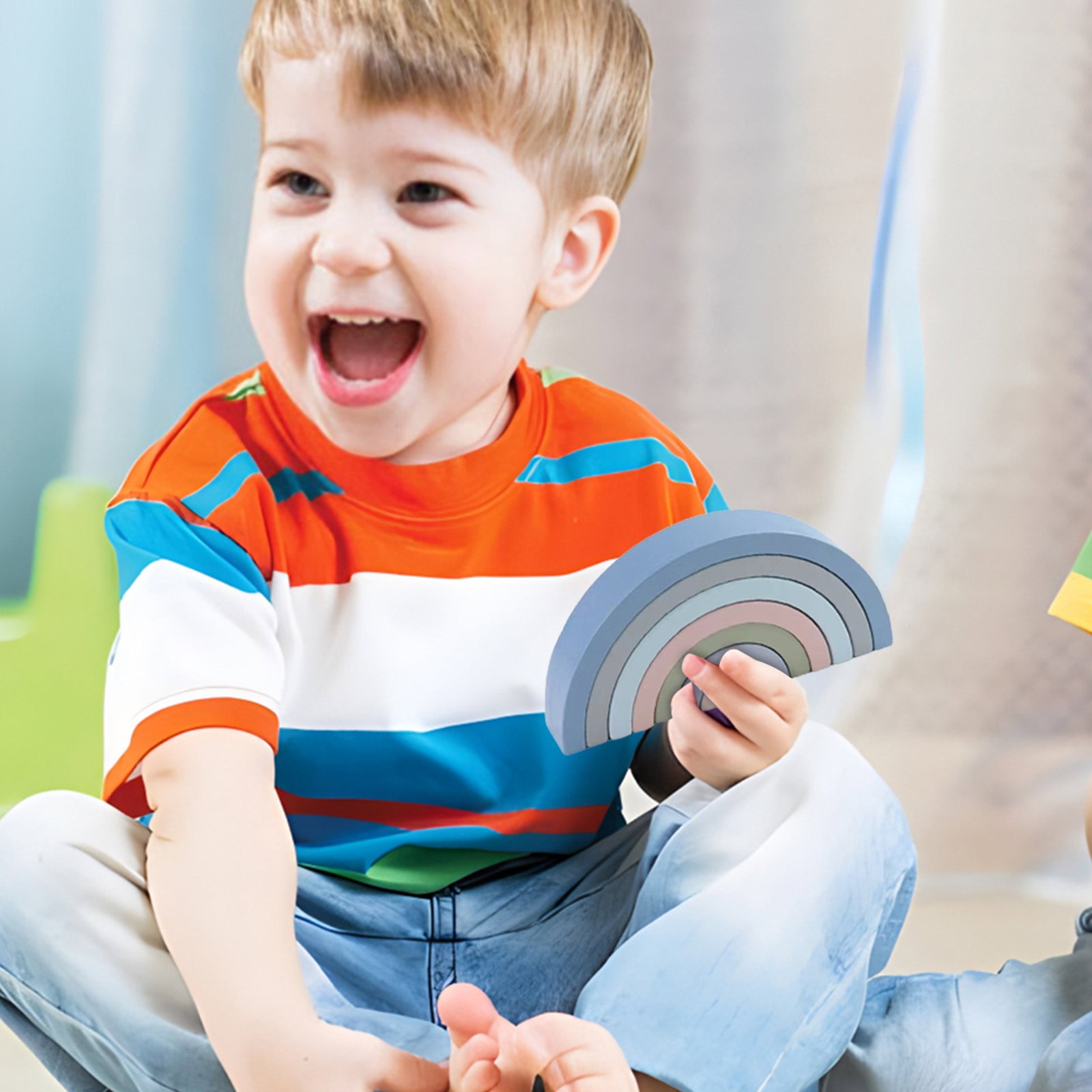 Rainbow Wooden Rabbit Fine Stacking Tower Baby Plug In Game Wooden ...