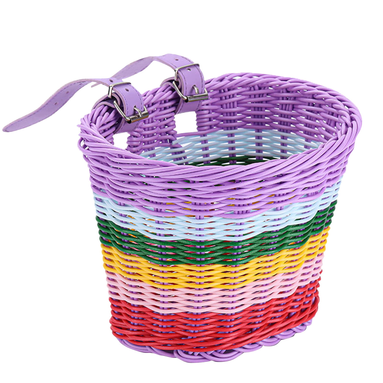 Rainbow Woven Bike Basket - Adjustable Leather Straps, Sturdy ...