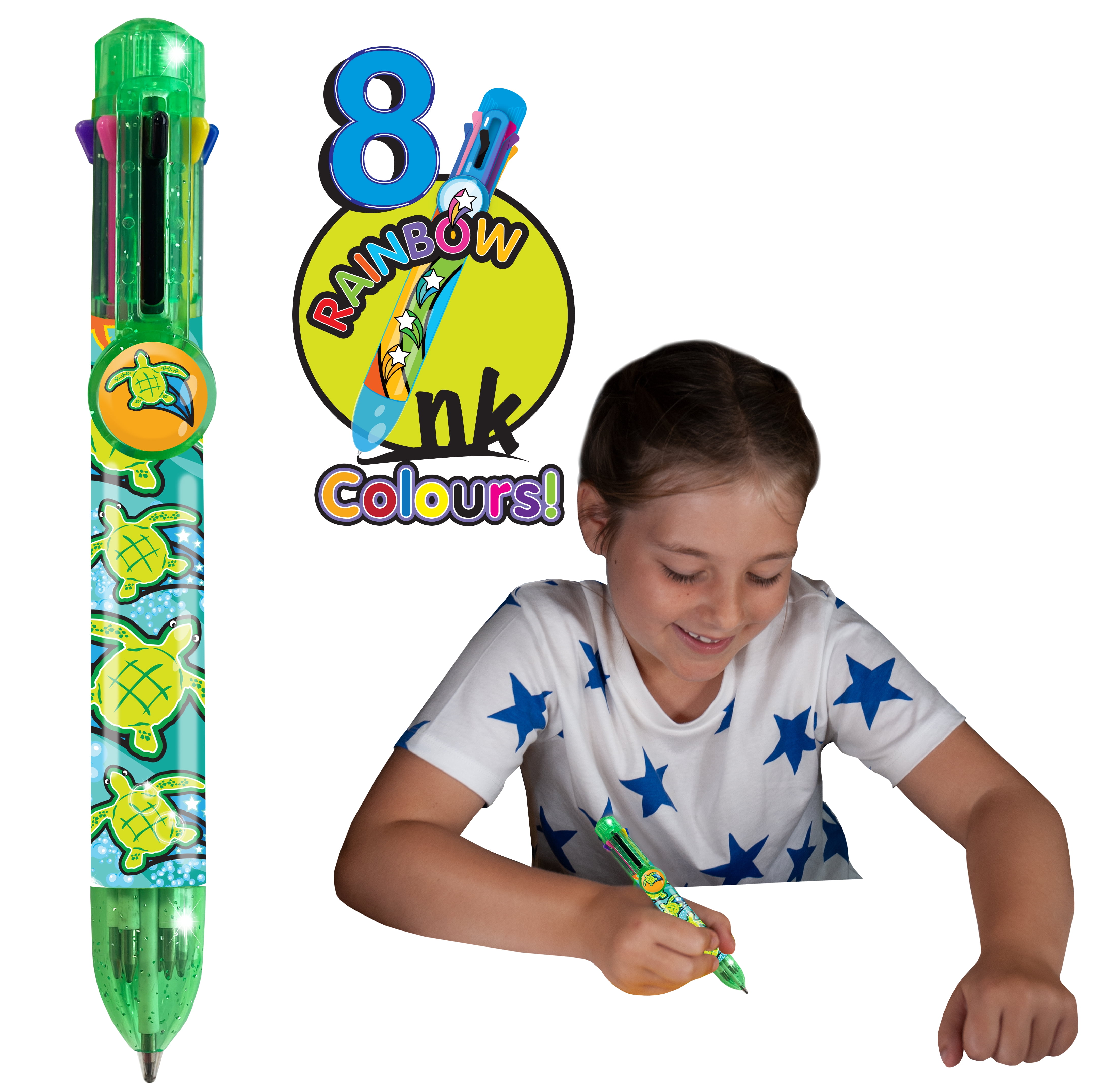 Rainbow Writer - Sea Turtle Multicolor Pen from Deluxebase. 8 in 1 ...