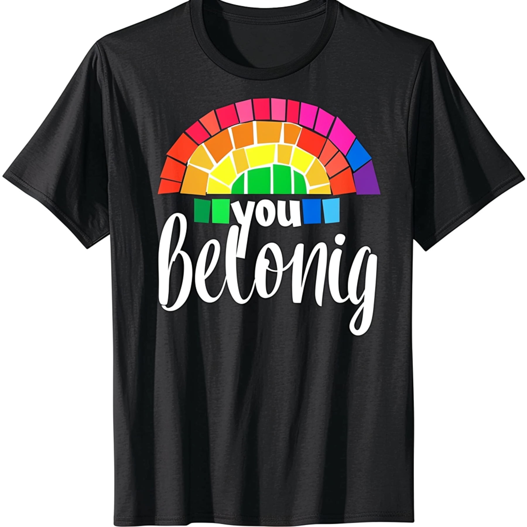 Rainbow 'You Belong' Gay Pride Design on Black T Shirt LGBTQ+ Inspired ...