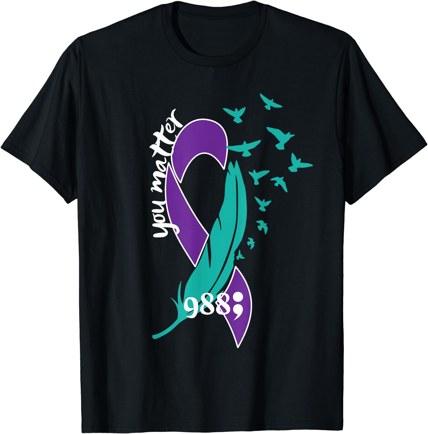 Rainbow You Matter 988 Suicide Prevention Awareness Ribbon T-Shirt ...