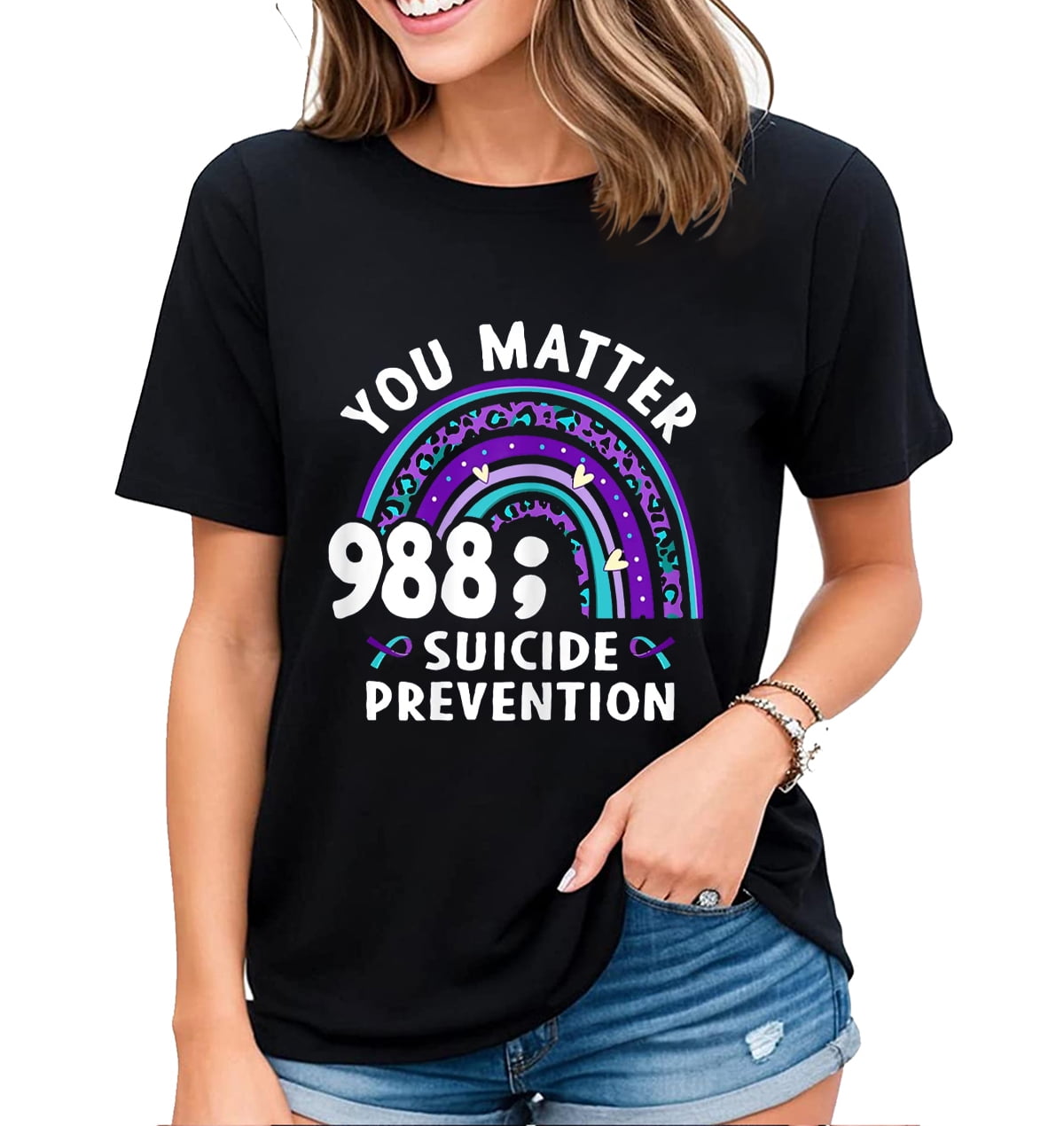 Rainbow You Matter 988 Suicide Prevention Awareness Ribbon TShirt for ...