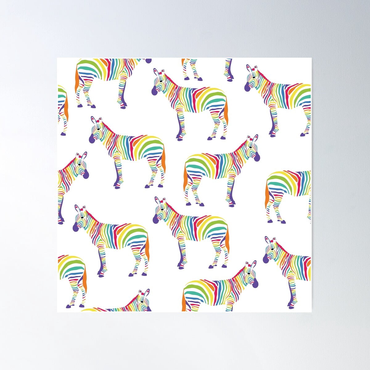 Rainbow Zebras Poster Wall Art, Modern Wall Decor For Living Room ...