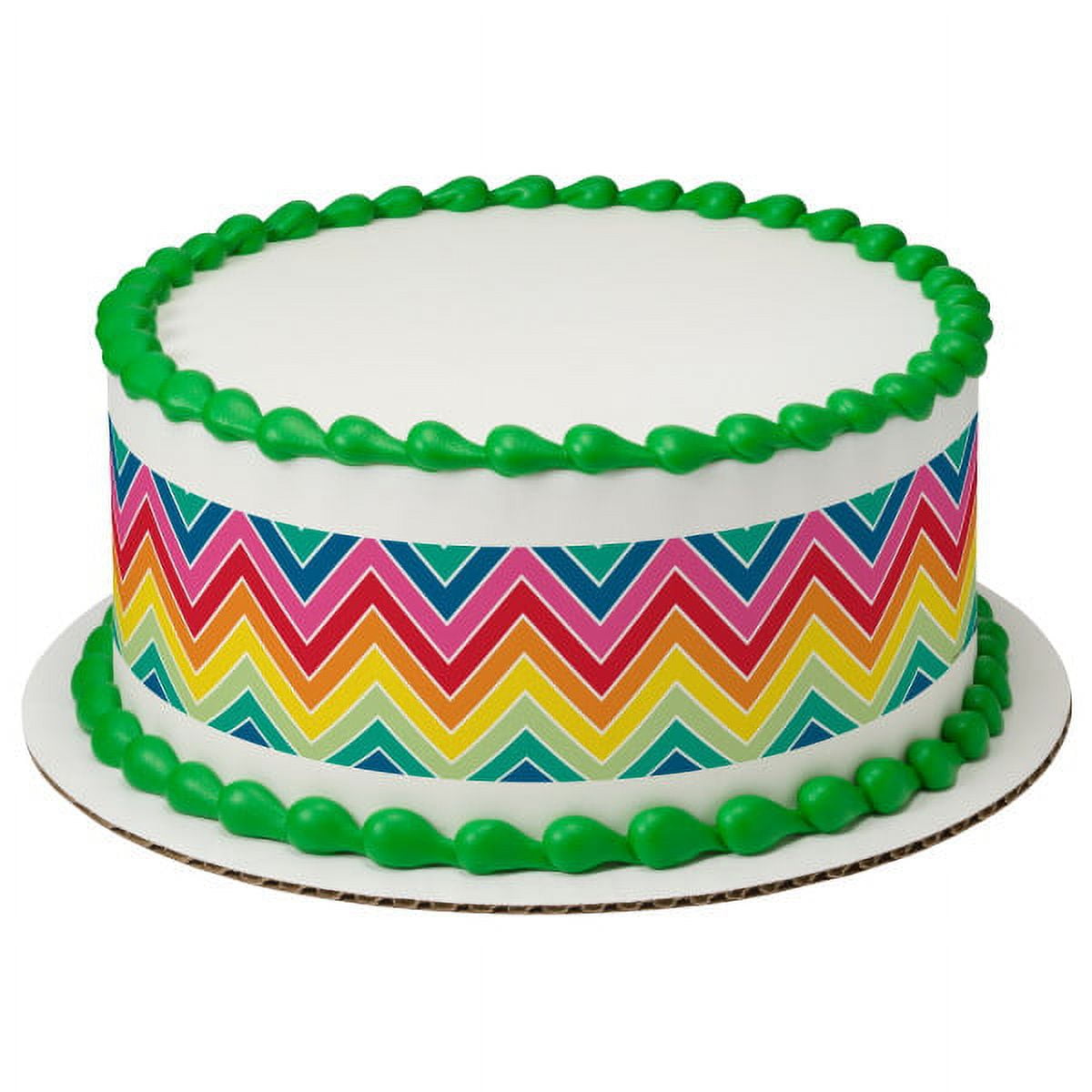 Rainbow Zig Zag 3 Strips Edible Frosting Photo Cake Border Decoration ...