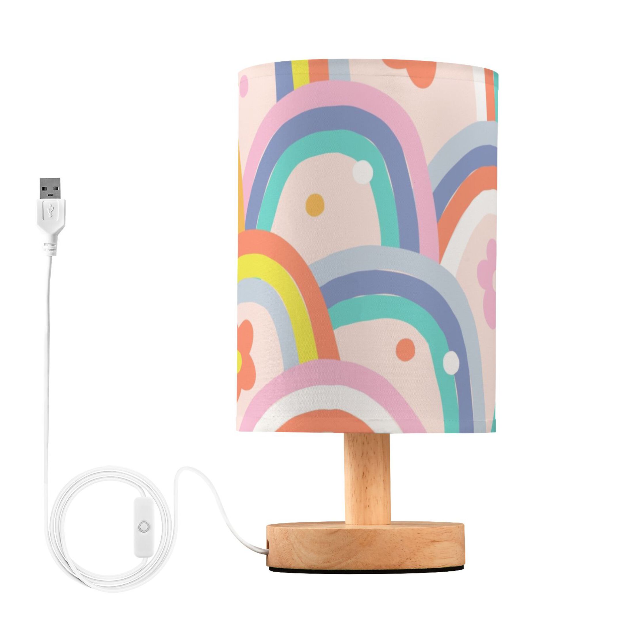 Rainbow and Flower Floral Bedside Table Lamp LED Warm Lights with USB ...
