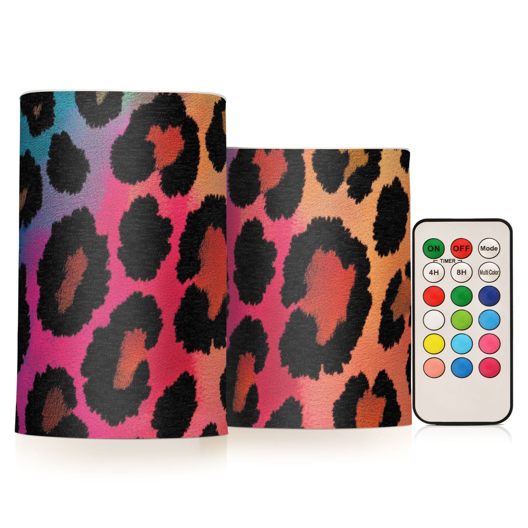 Rainbow-color Leopard Print Flickering Flameless Candles LED Tealight ...