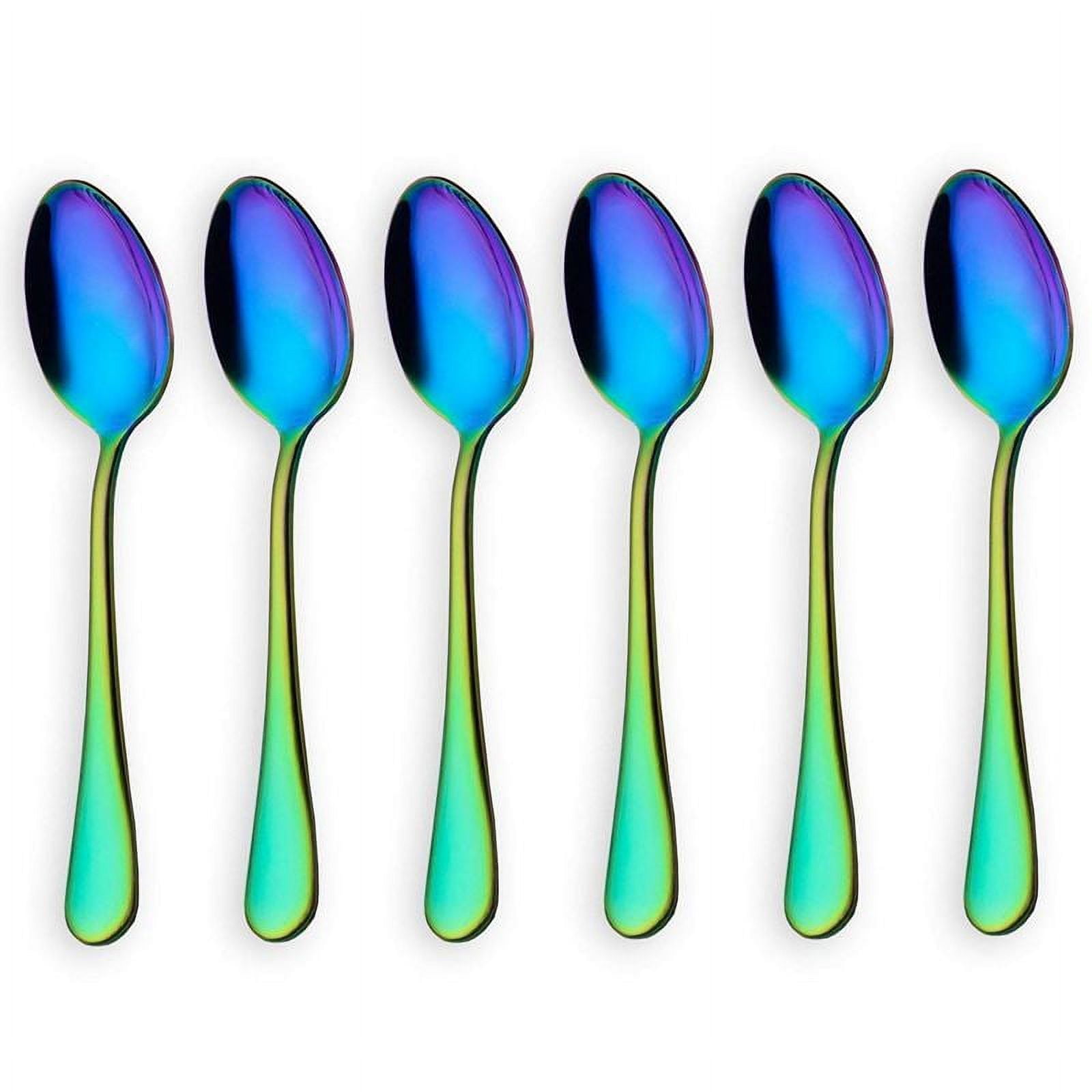 Rainbow color TeaSpoons Coffee Spoon Mini Cake Spoon Stainless Steel ...