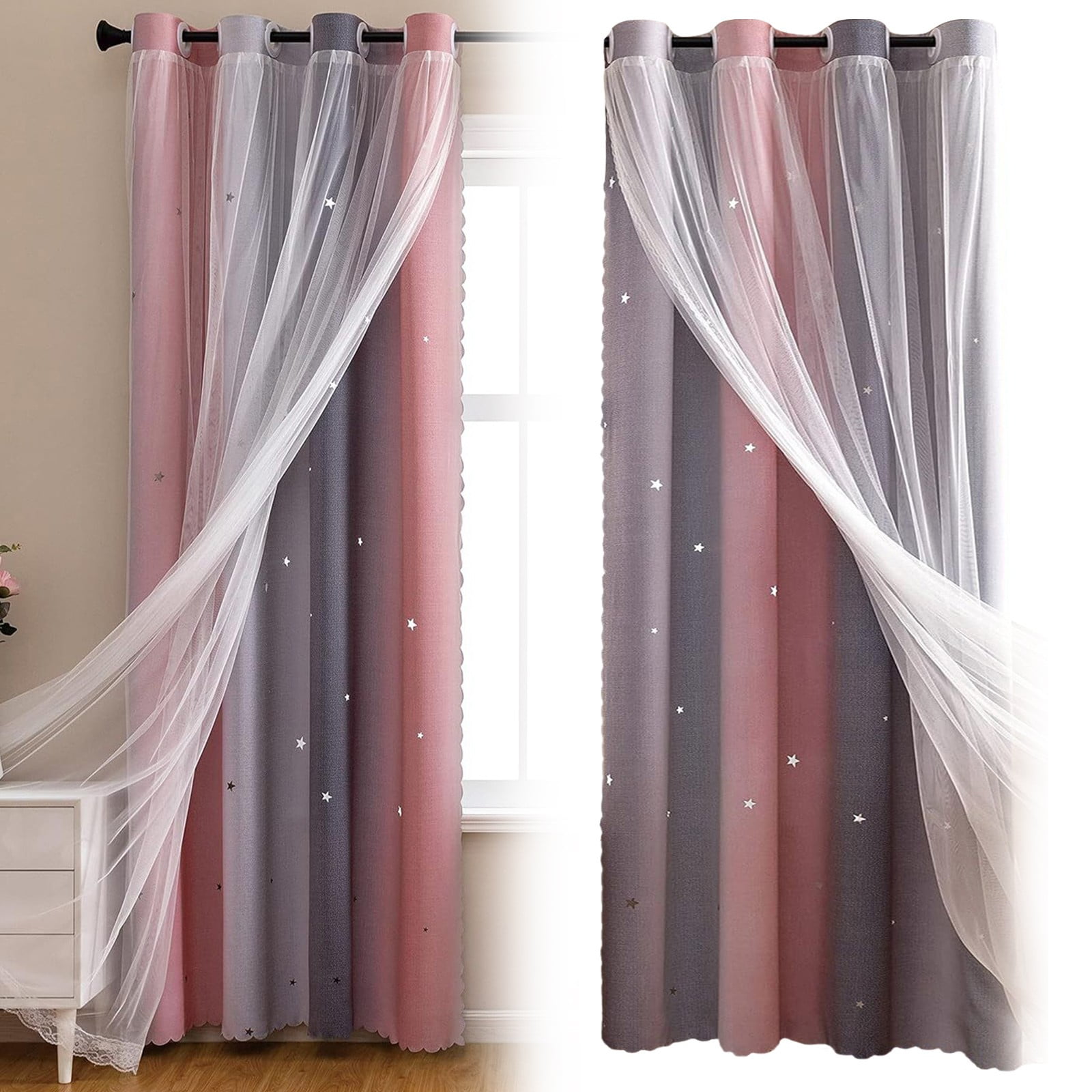 Rainbow-colored curtains Panels Gradient Curtains Draperies For Kids ...