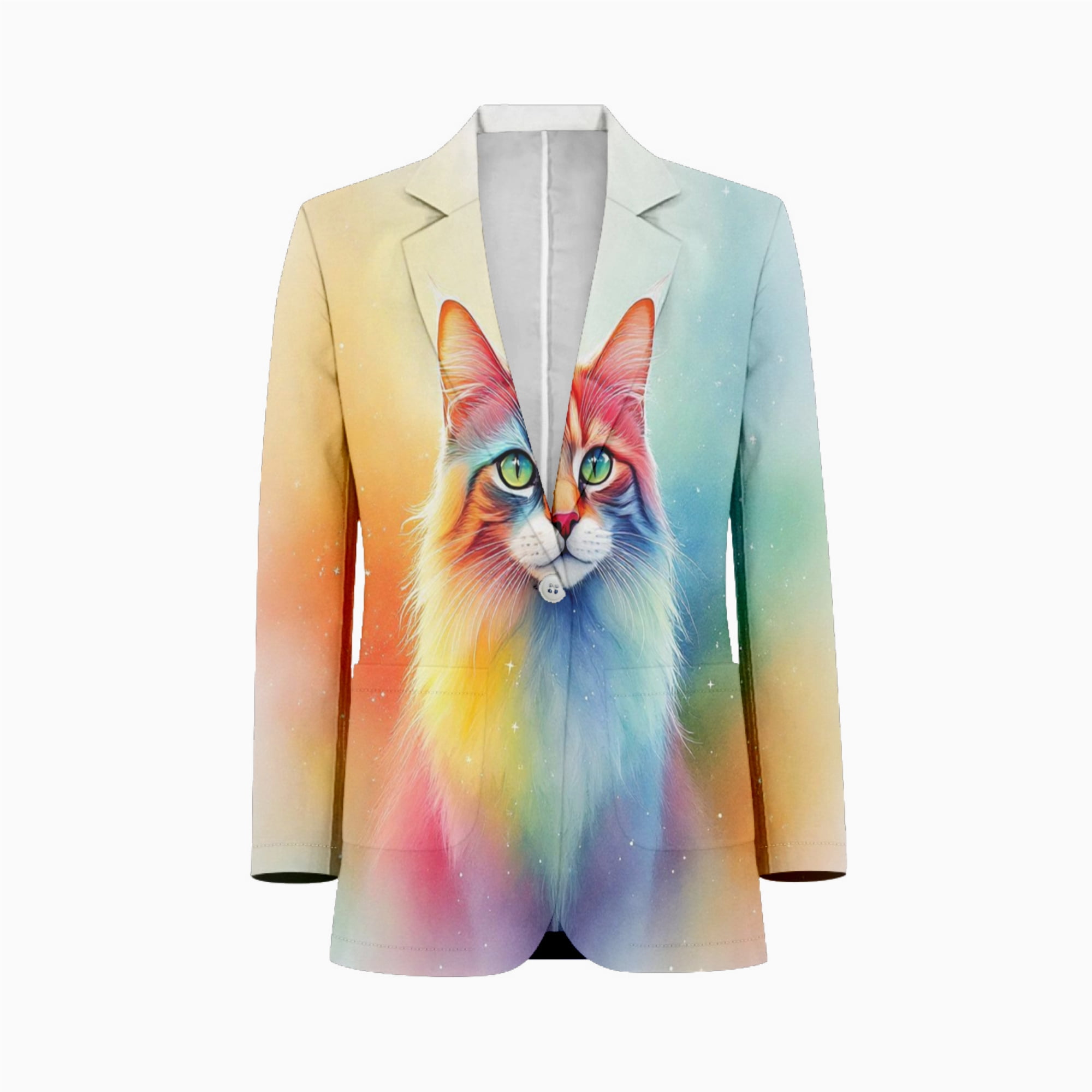 Rainbow cute cat Mens Suits Shawl Collar Slim Fit Suit Mens Groom ...