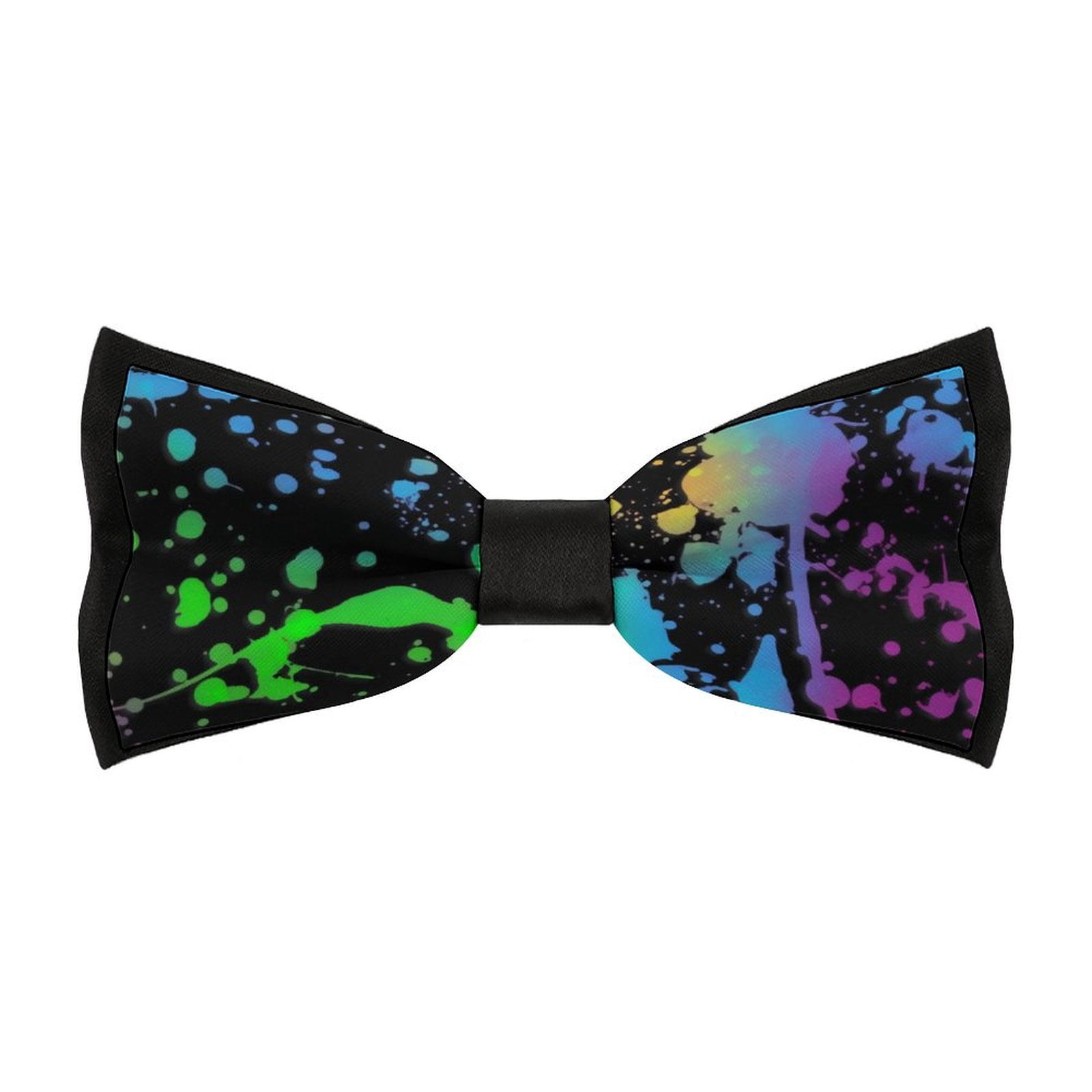 Rainbow of Neon Paint Splatters Bow Tie Necktie Silk Ties For Men ...