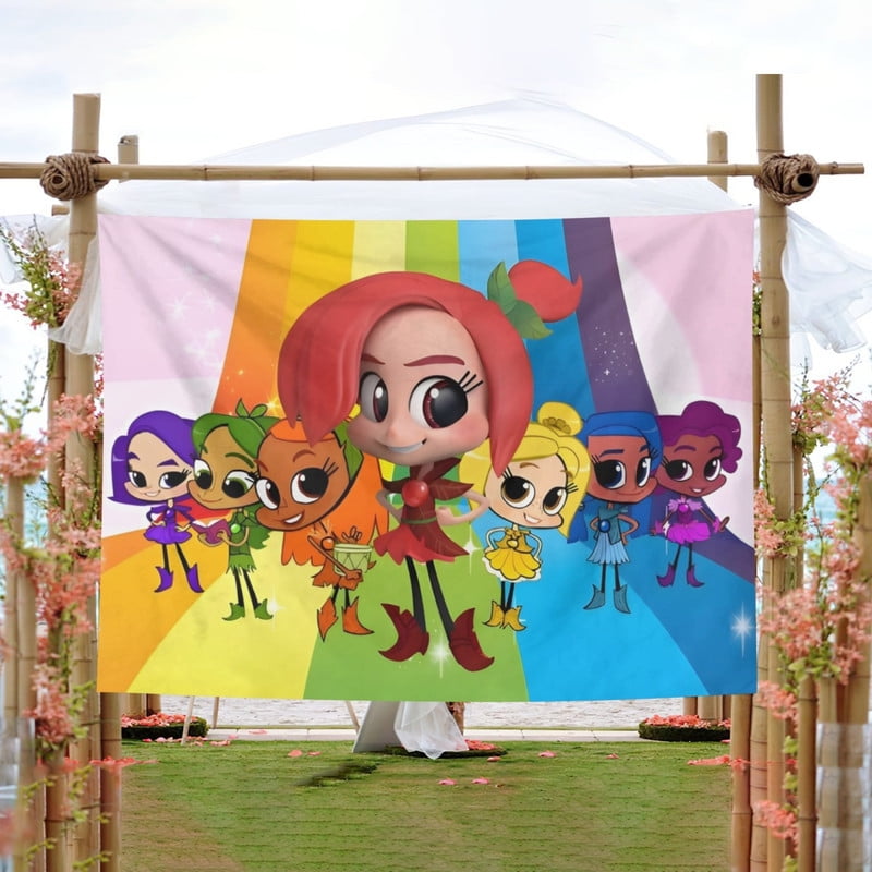 Rainbow rangers pattern wall hanging 50*60 inches high-quality peach ...