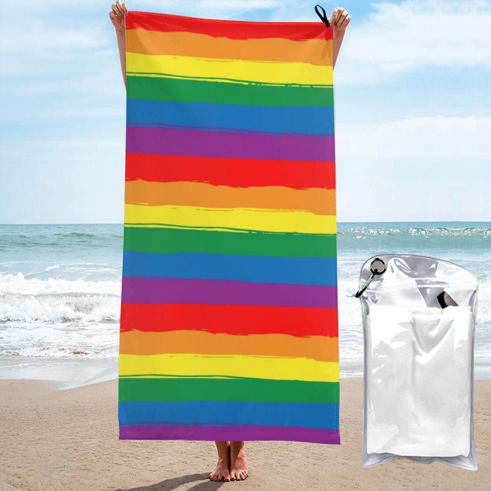 Rainbow striped Quick Dry Towel,Beach Towels Good Water Absorption ...