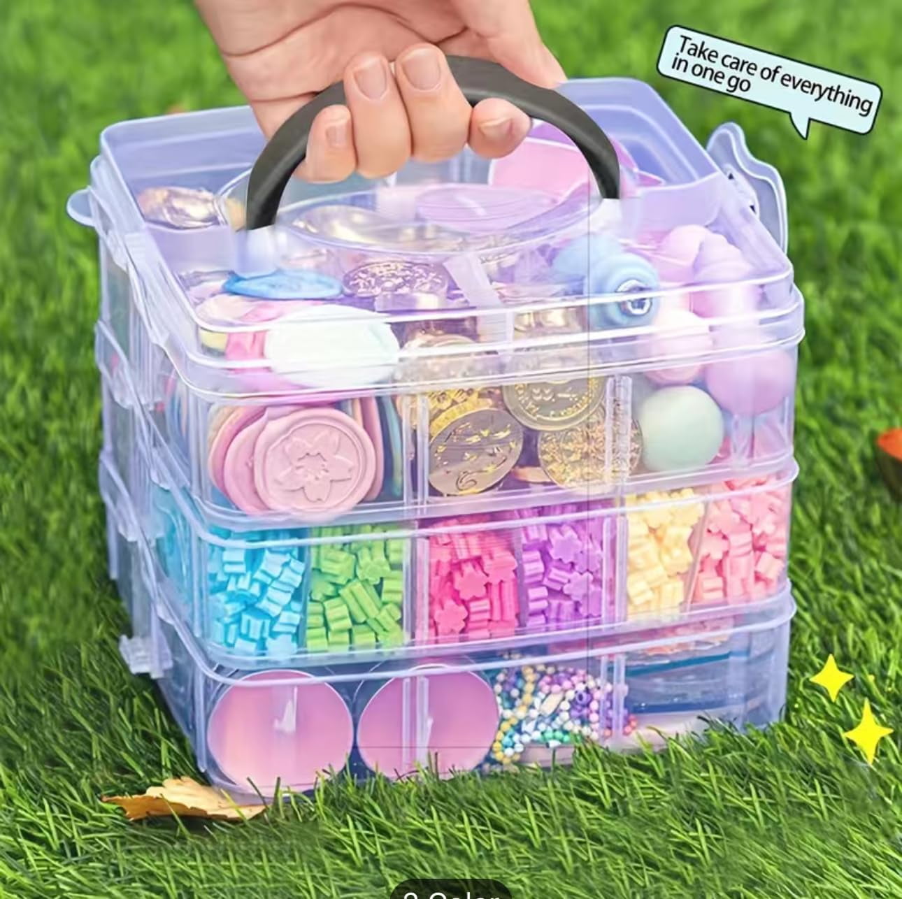 RainbowBaby 3-Tier Stackable Storage Box Organizer, 18 Adjustable ...