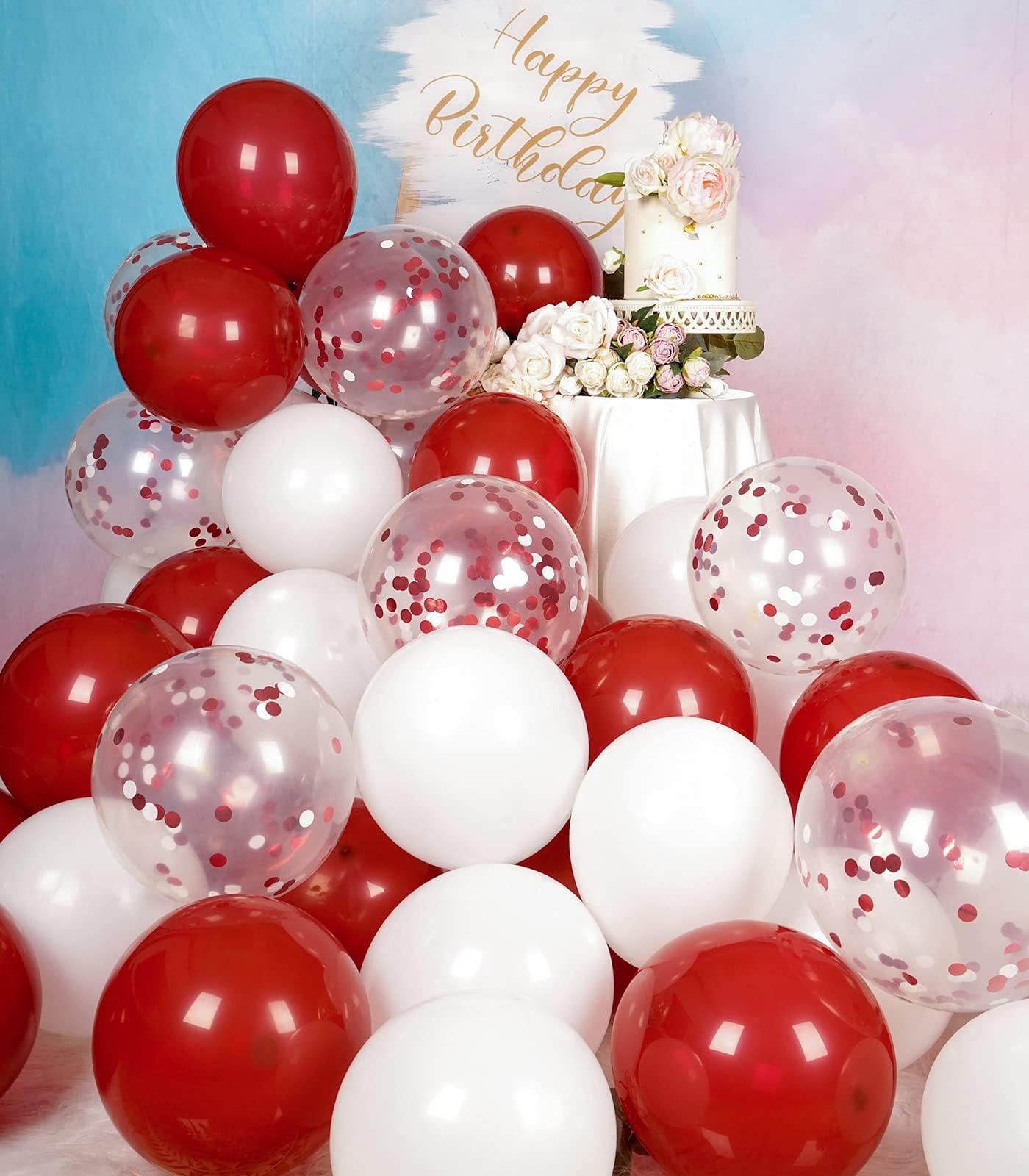 RainbowQ Party Metallic Shiny IFF17 Red and White Balloons 12 Inch ...