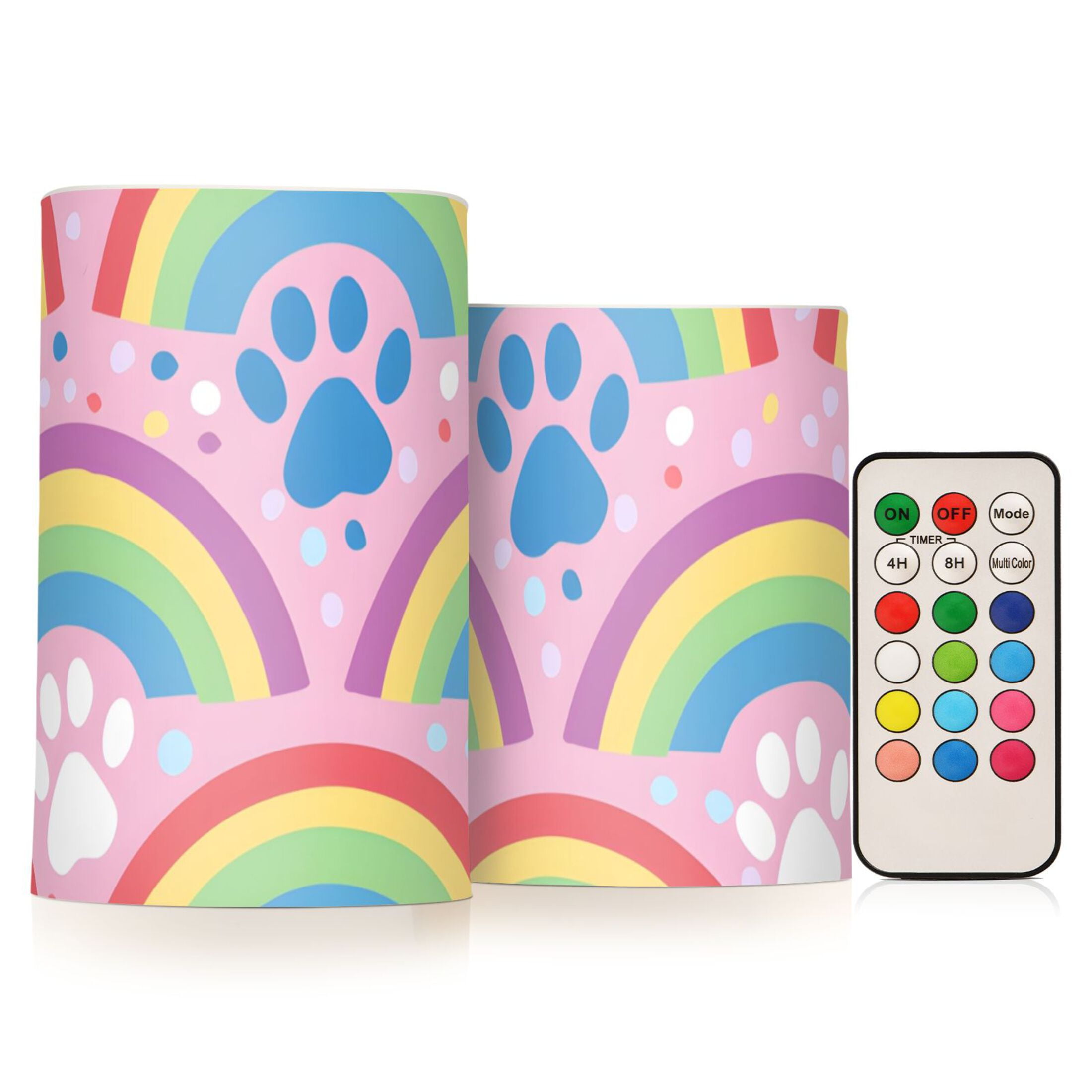 Rainbows Cat Paws Colorful Dots Flickering Flameless Candles LED ...